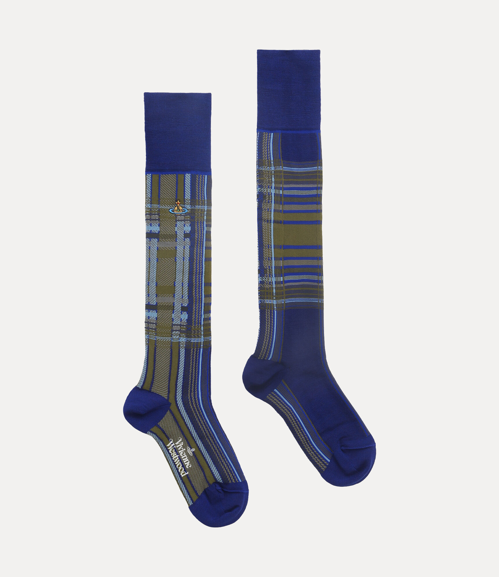 Oversize Madras Socks in BLUE | Vivienne Westwood®