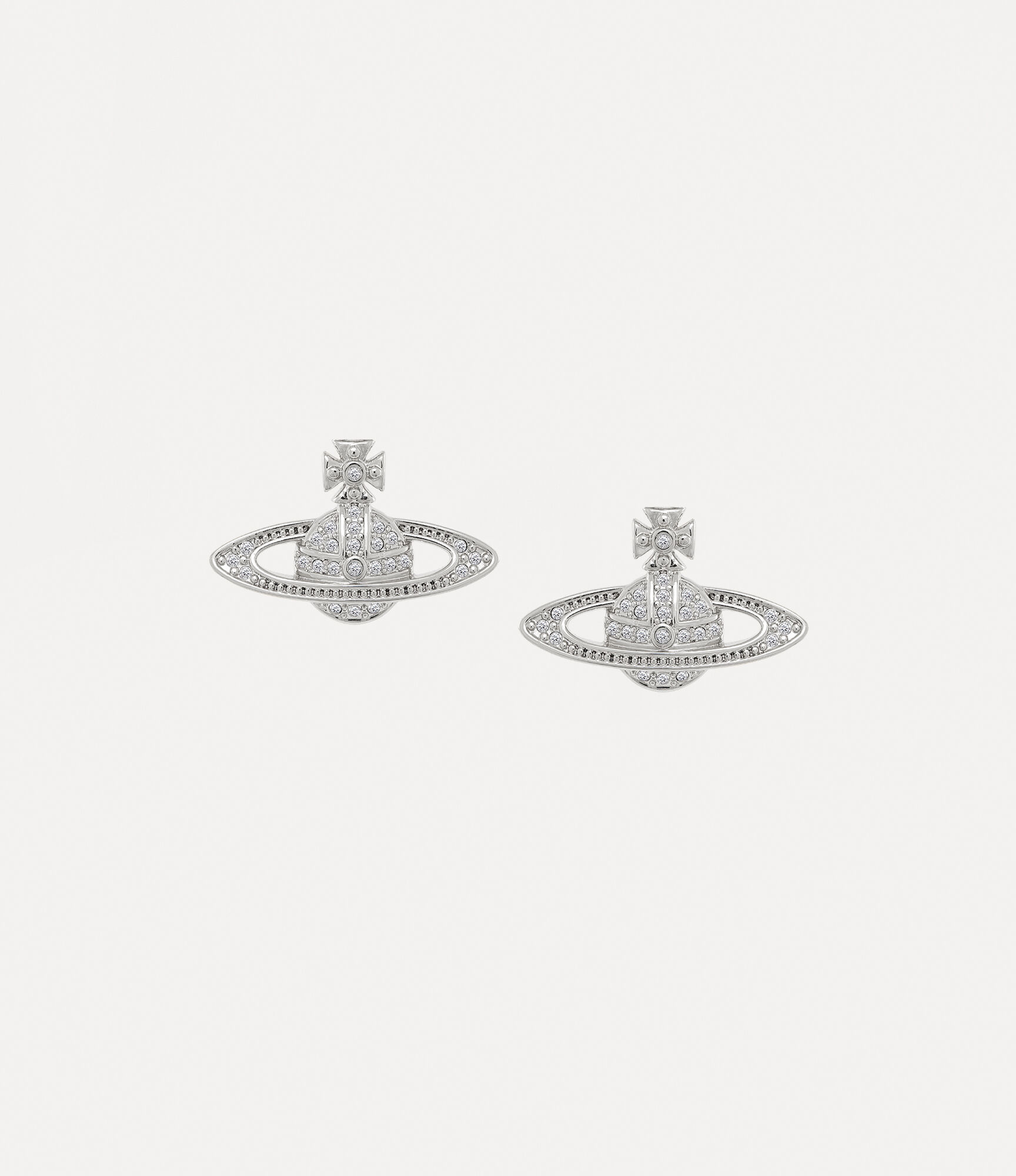 Mini Bas Relief Earrings in PLATINUM-CRYSTAL-Crystal | Vivienne Westwood®
