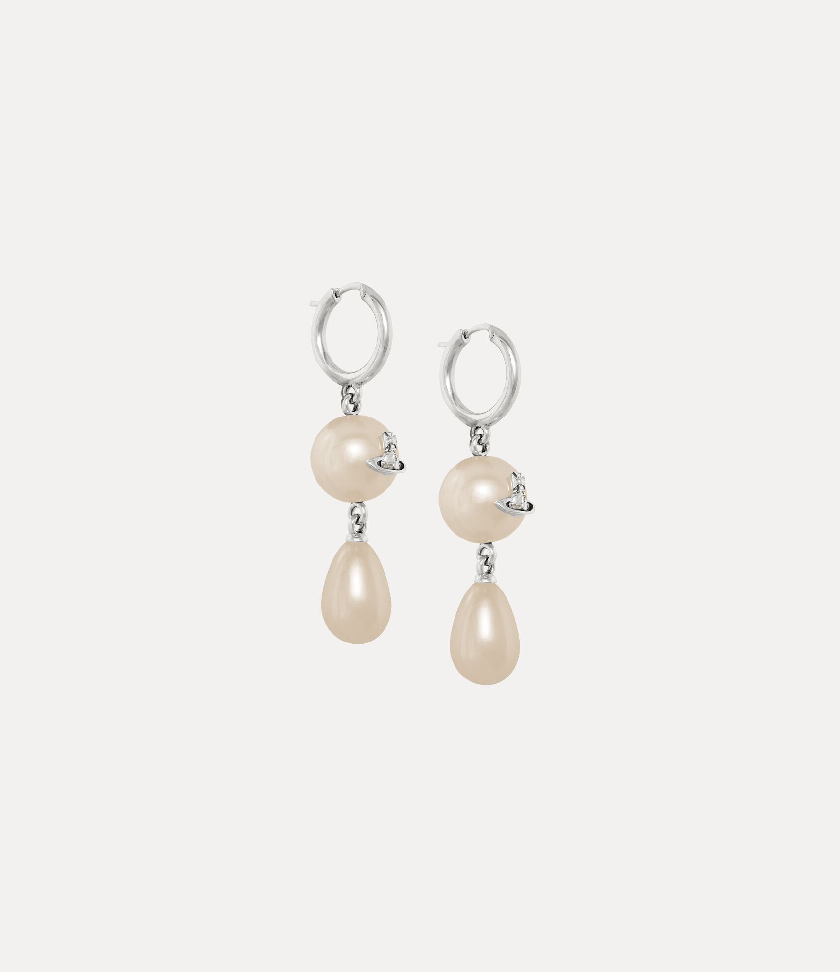Martha Earrings in PLATINUM-CREAMROSE-Pearl | Vivienne Westwood®
