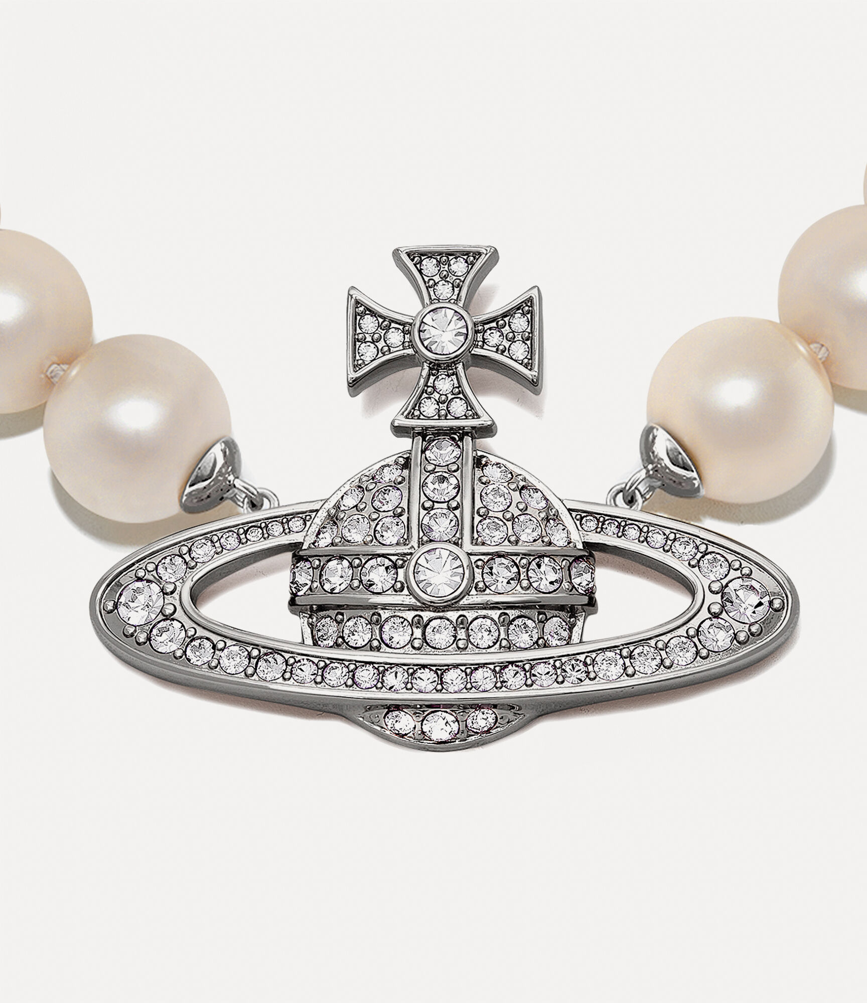 Neysa Necklace in PLATINUM-CREAMROSE-Pearl-CRYSTAL-Crystal | Vivienne ...