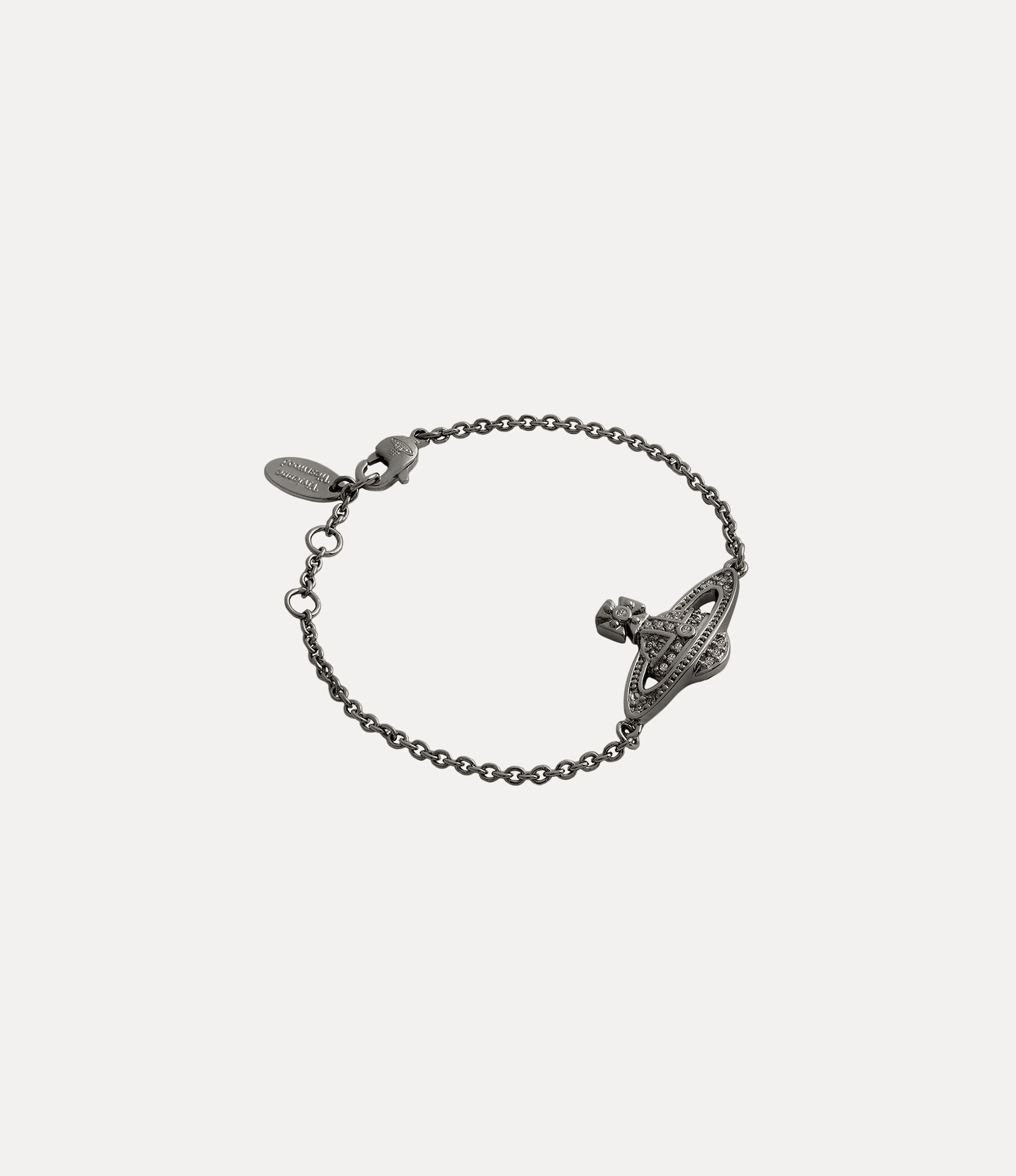 Mini Bas Relief Chain Bracelet in RUTHENIUM-Black-Diamond | Vivienne ...