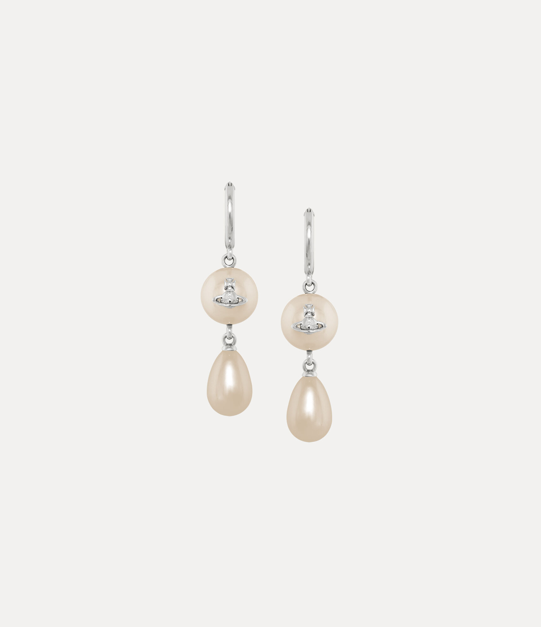 Martha Earrings in PLATINUM-CREAMROSE-Pearl | Vivienne Westwood®