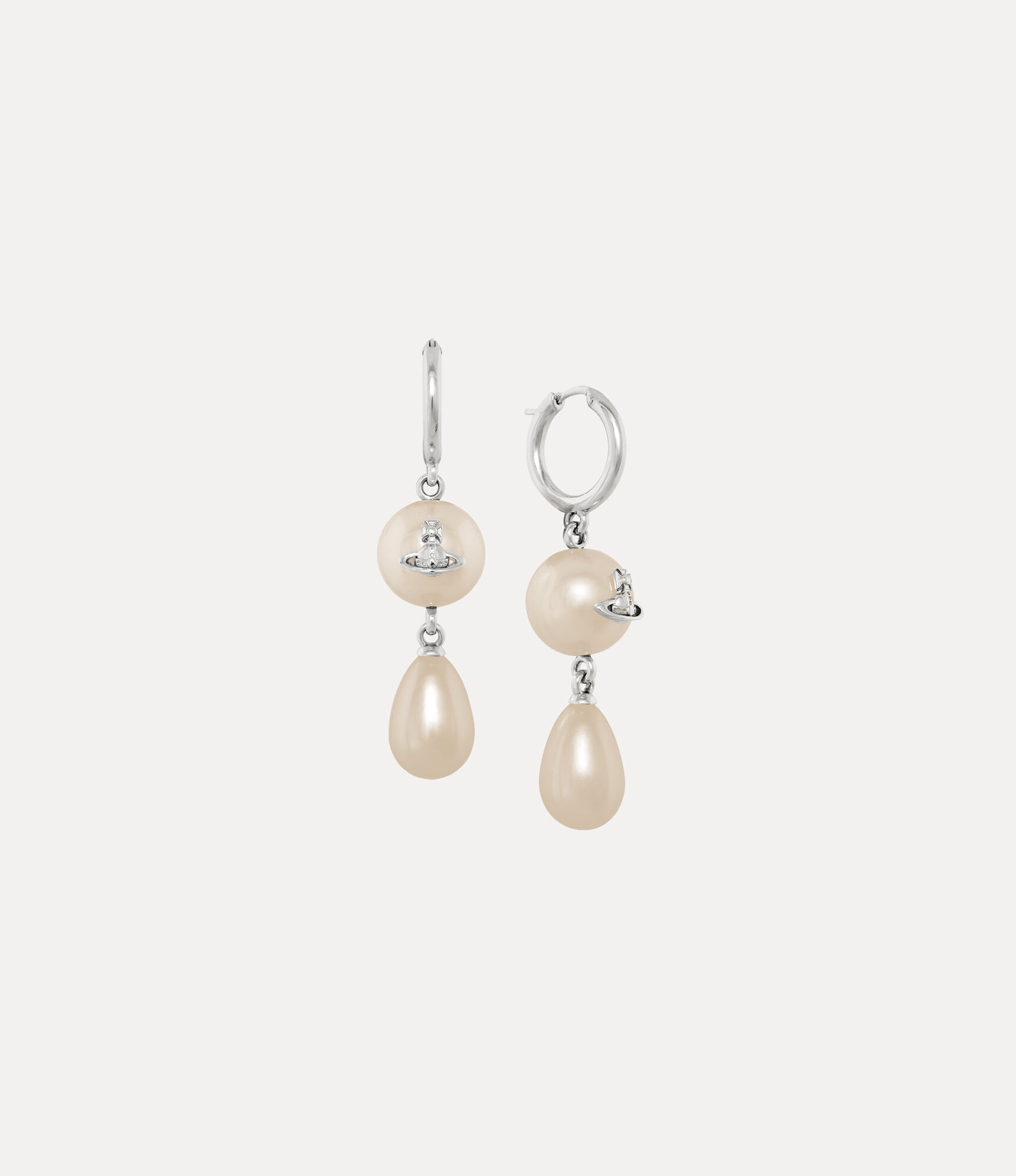 Martha Earrings in PLATINUM-CREAMROSE-Pearl | Vivienne Westwood®