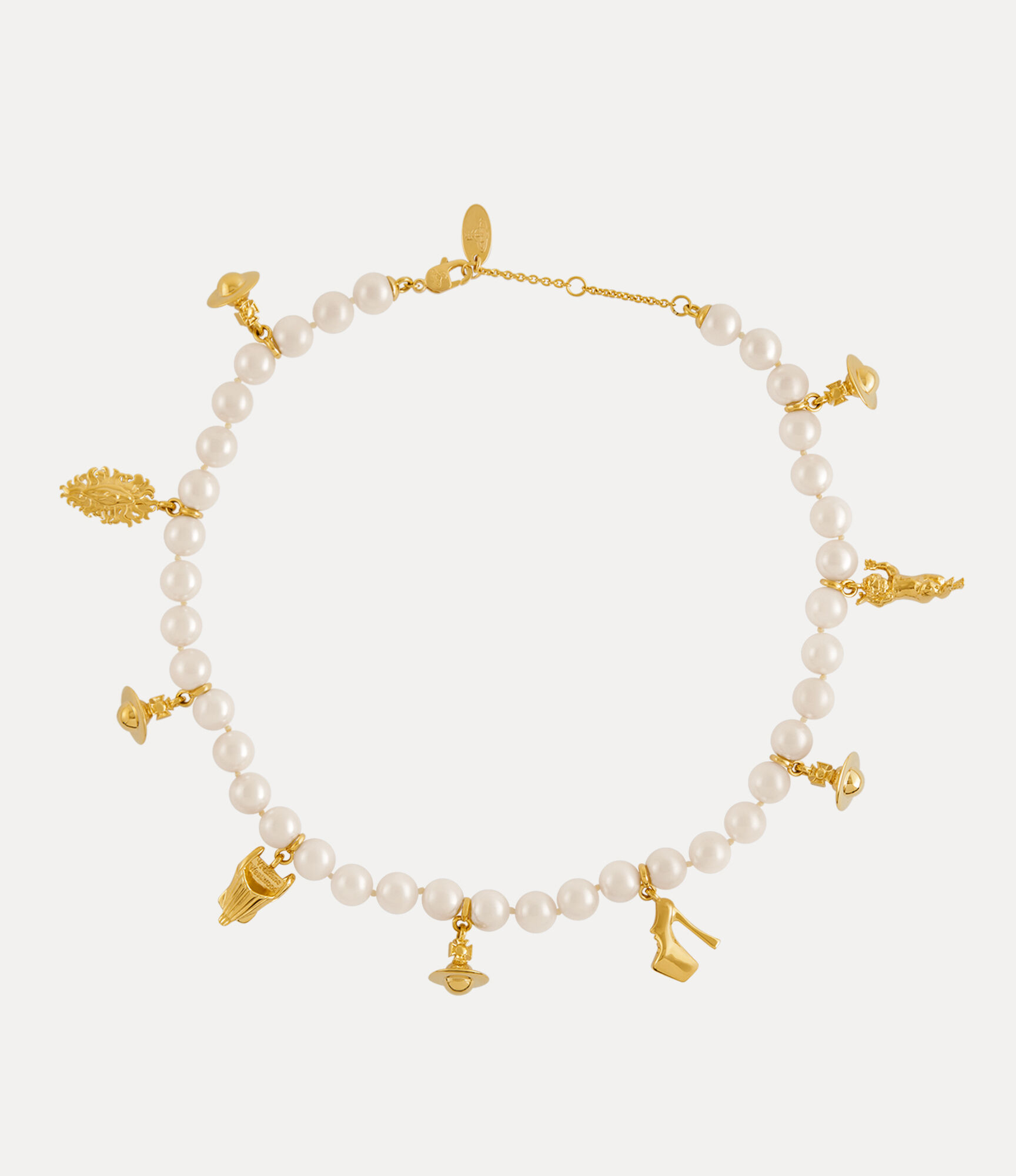 Anglo Pearl Necklace in GOLD-CREAMROSE-Pearl | Vivienne Westwood®