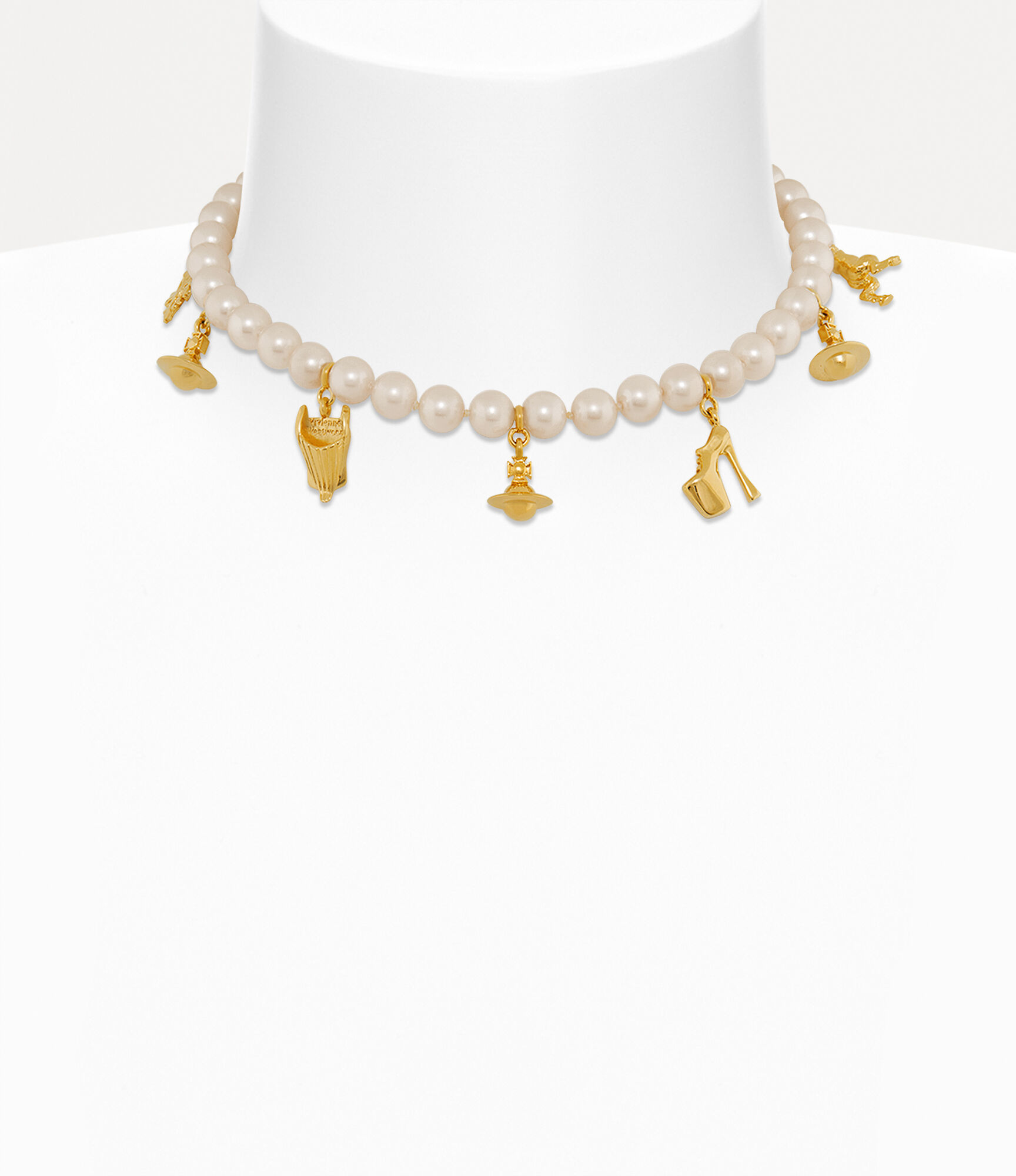Anglo Pearl Necklace in GOLD-CREAMROSE-Pearl | Vivienne Westwood®