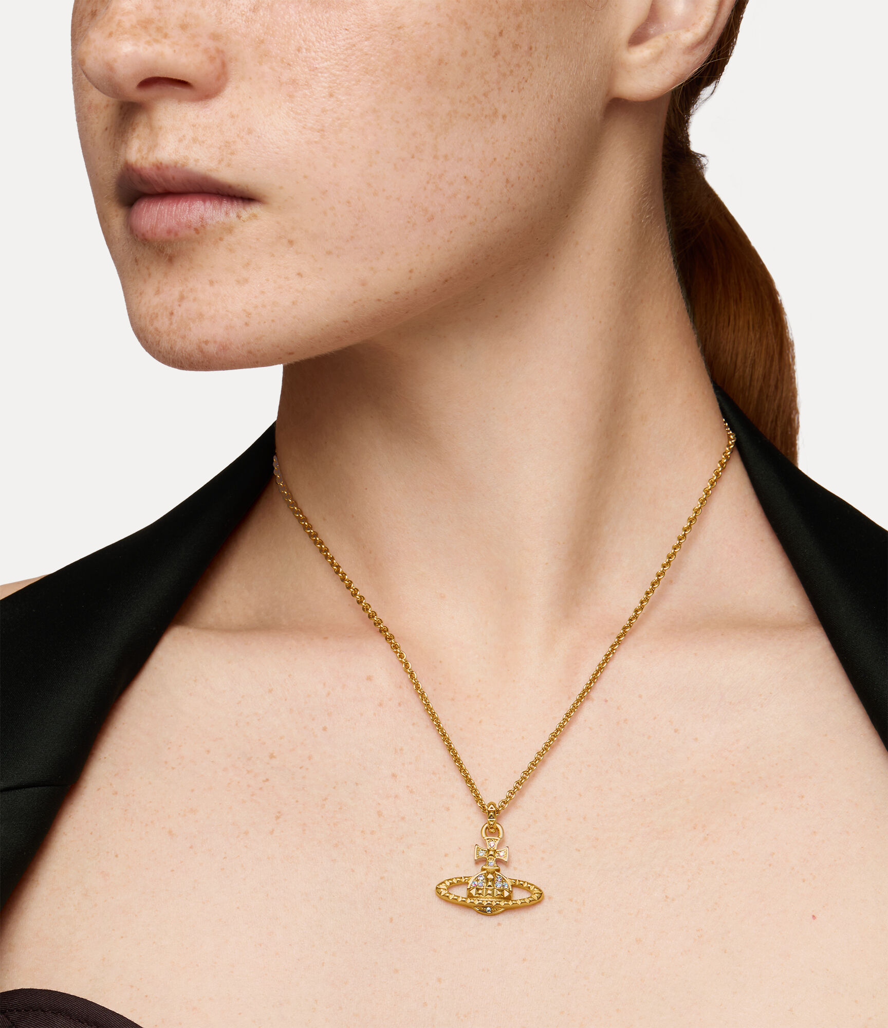 Mayfair Bas Relief Pendant Necklace in Gold-Crystal-AB | Vivienne Westwood®
