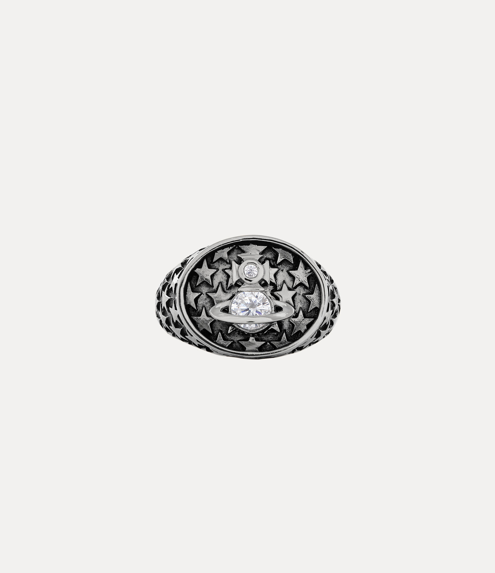 Orlando Ring in ANTIQUE-PLATINUM-WHITE-CZ | Vivienne Westwood®