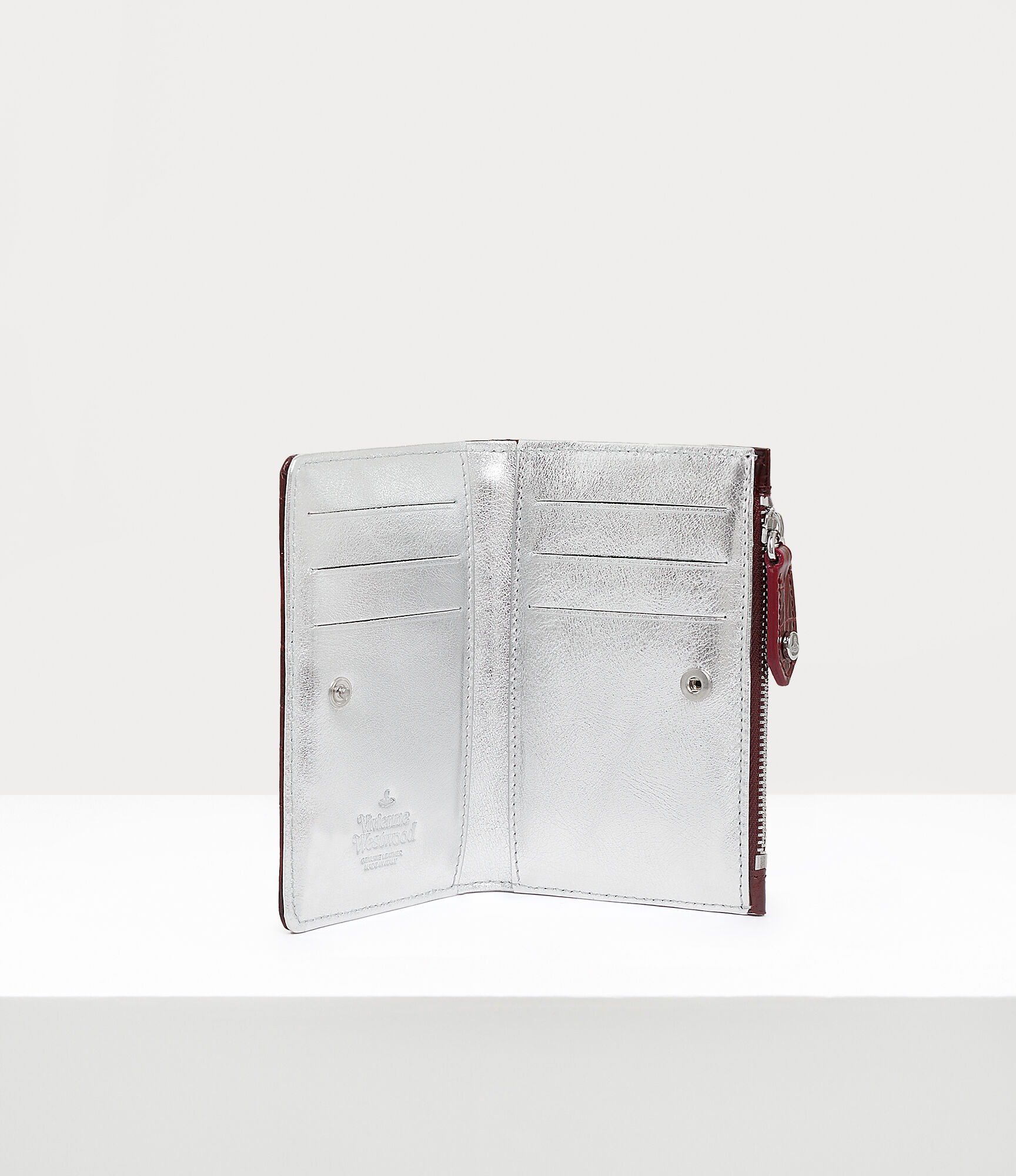 Crocodile Slim Flap Card Holder in burgundy | Vivienne Westwood®