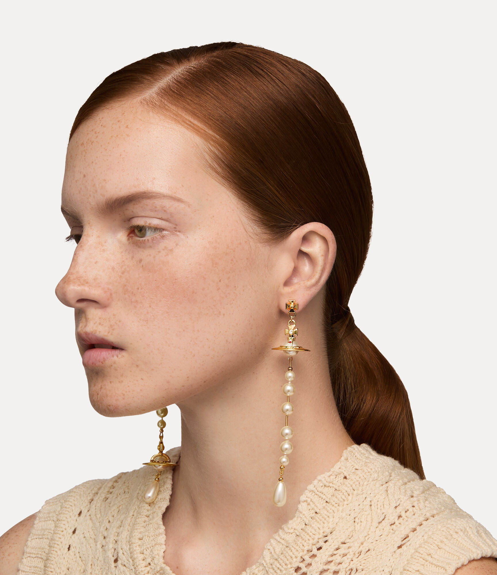 Broken Pearl Earrings in GOLD-PEARL-MULTI | Vivienne Westwood®