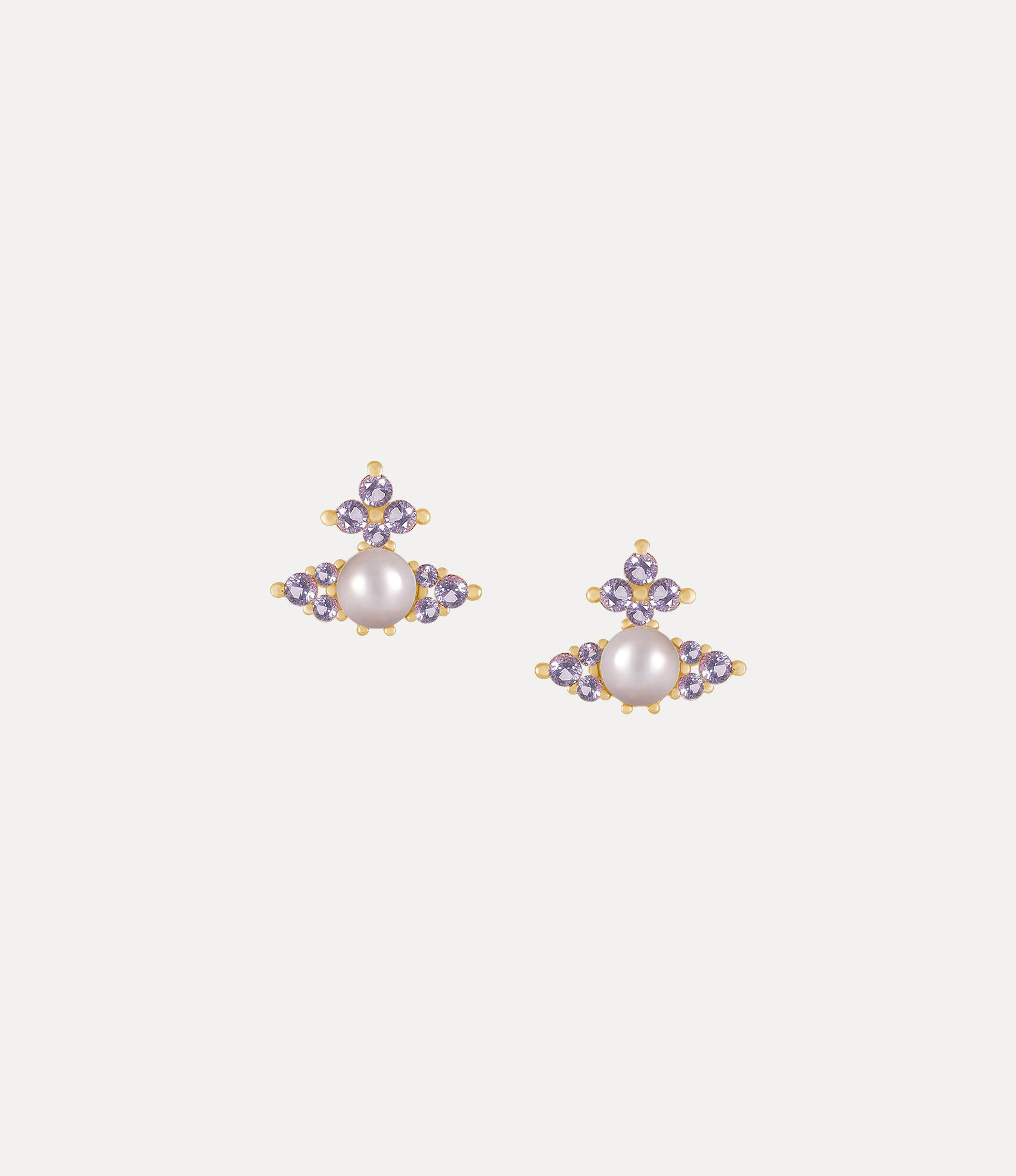 Feodora Earrings in GOLD-LIGHT-PURPLE-CZ-CRYSTAL-ROSALINE-Pearl ...