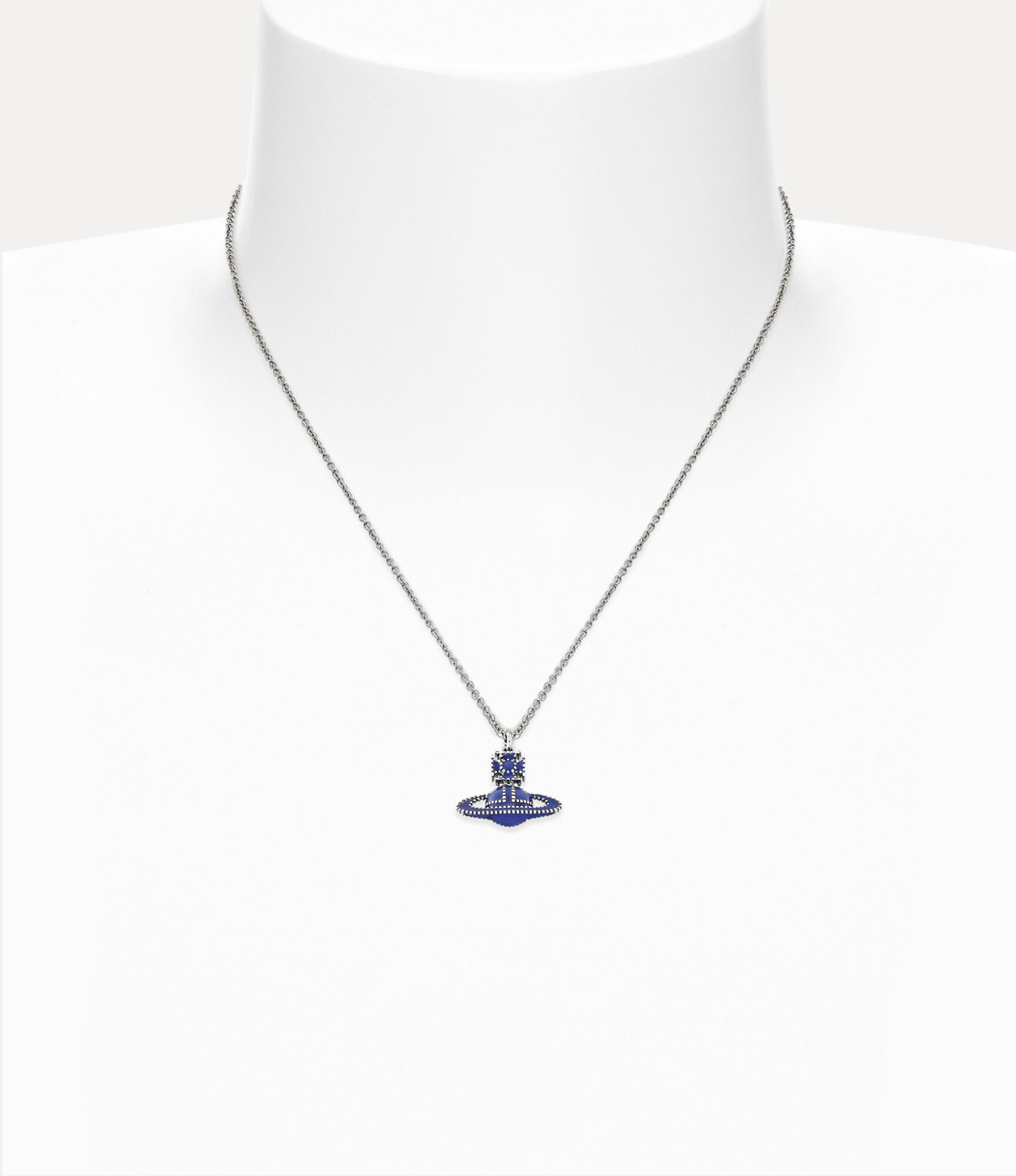 Amanda Bas Relief Pendant Necklace in PLATINUM-BLUE-Enamel | Vivienne ...