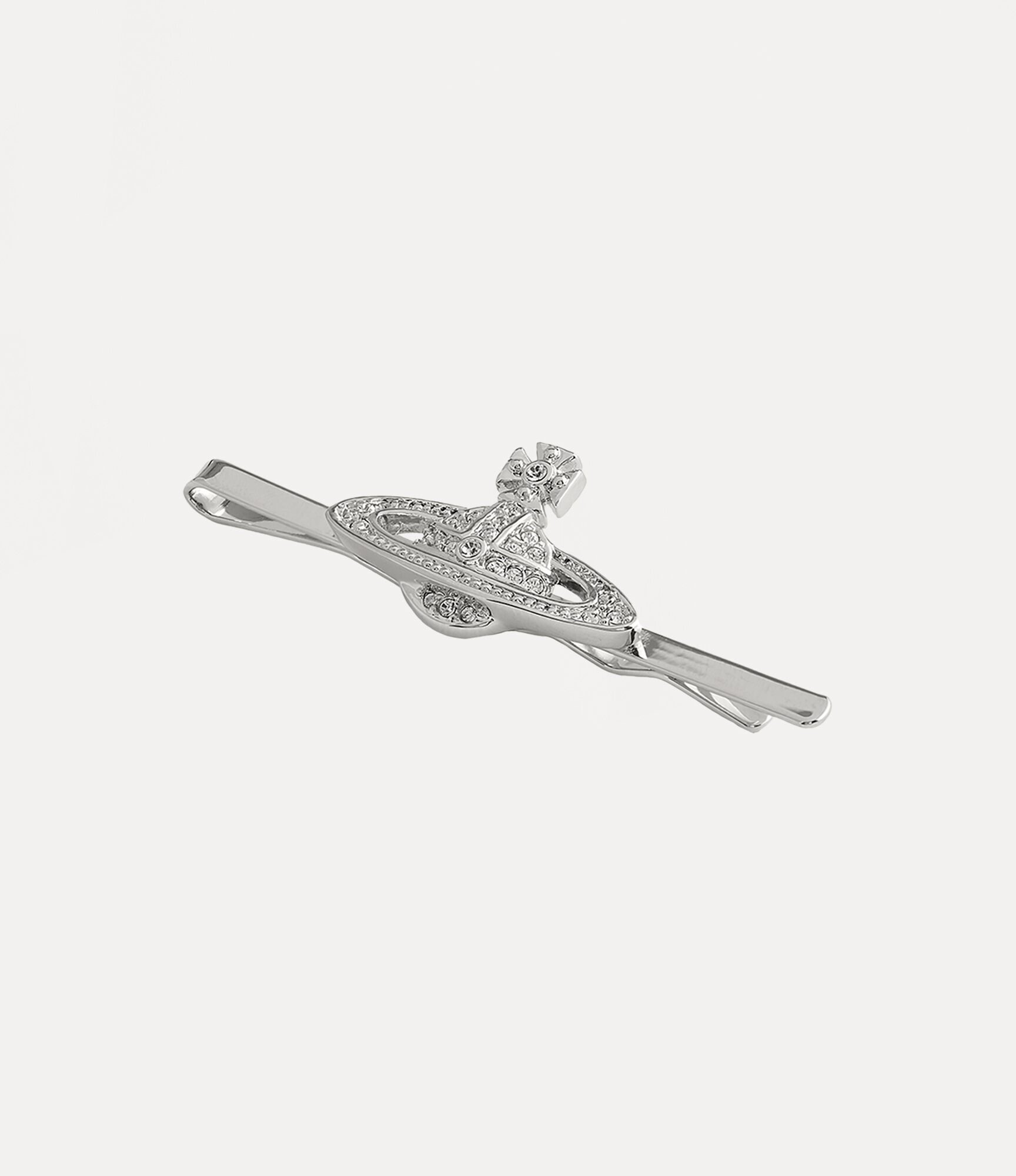 Mini Bas Relief Tie Clip in PLATINUM-CRYSTAL-Crystal | Vivienne Westwood®