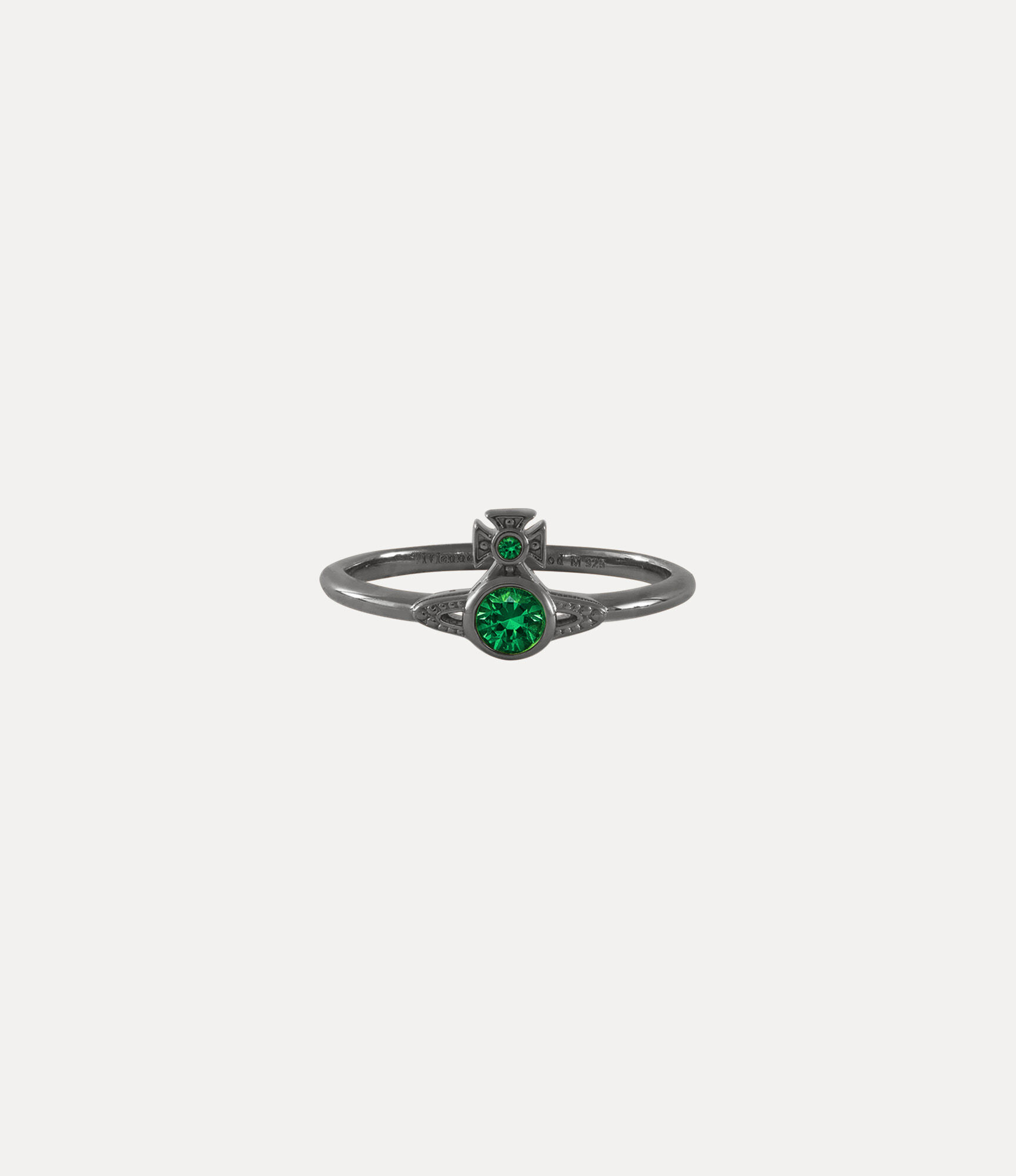 London Orb Ring in RUTHENIUM-EMERALD-CZ | Vivienne Westwood®