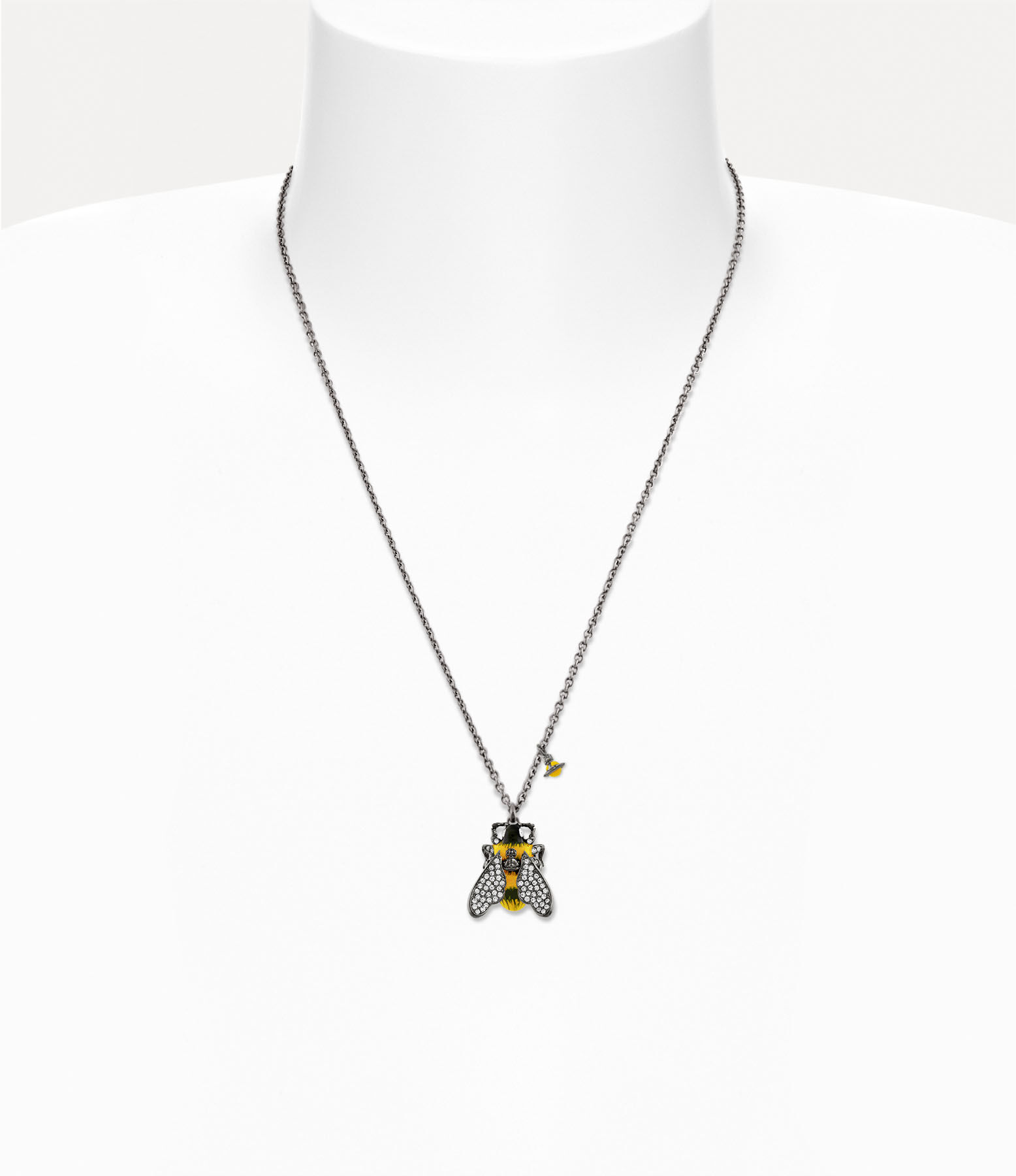 Man. Bumble Bee Pendant Necklace in RUTHENIUM-BLACK-DIAMOND-Crystal ...