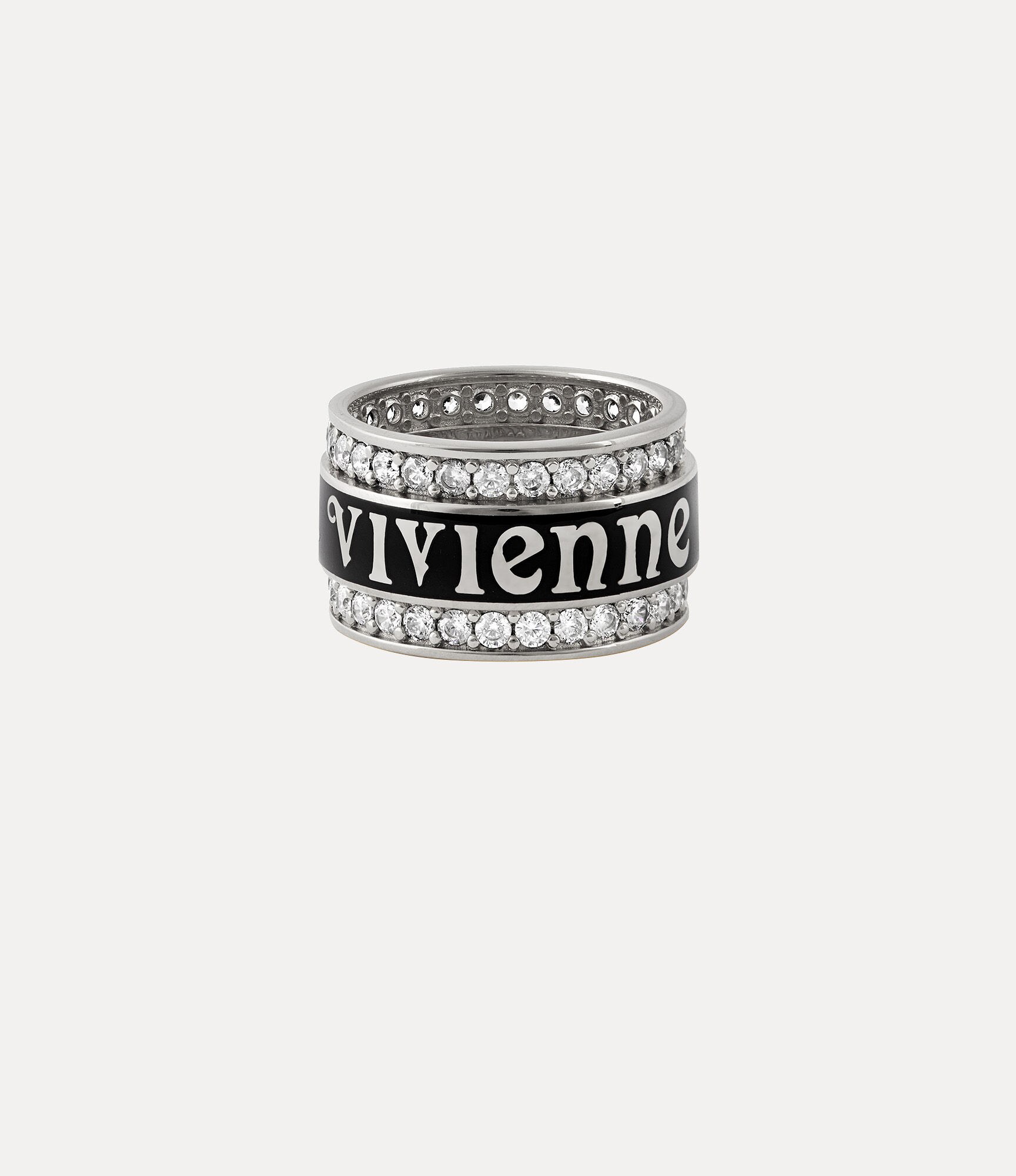 Jacob Ring in PLATINUM-WHITE-CZ-BLACK-Resin | Vivienne Westwood®