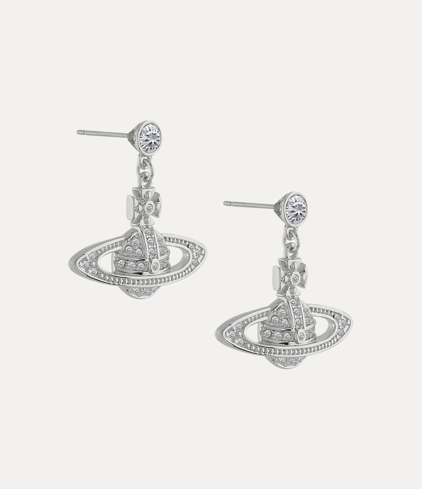 Mini Bas Relief Drop Earrings in PLATINUM-CRYSTAL-Crystal | Vivienne ...