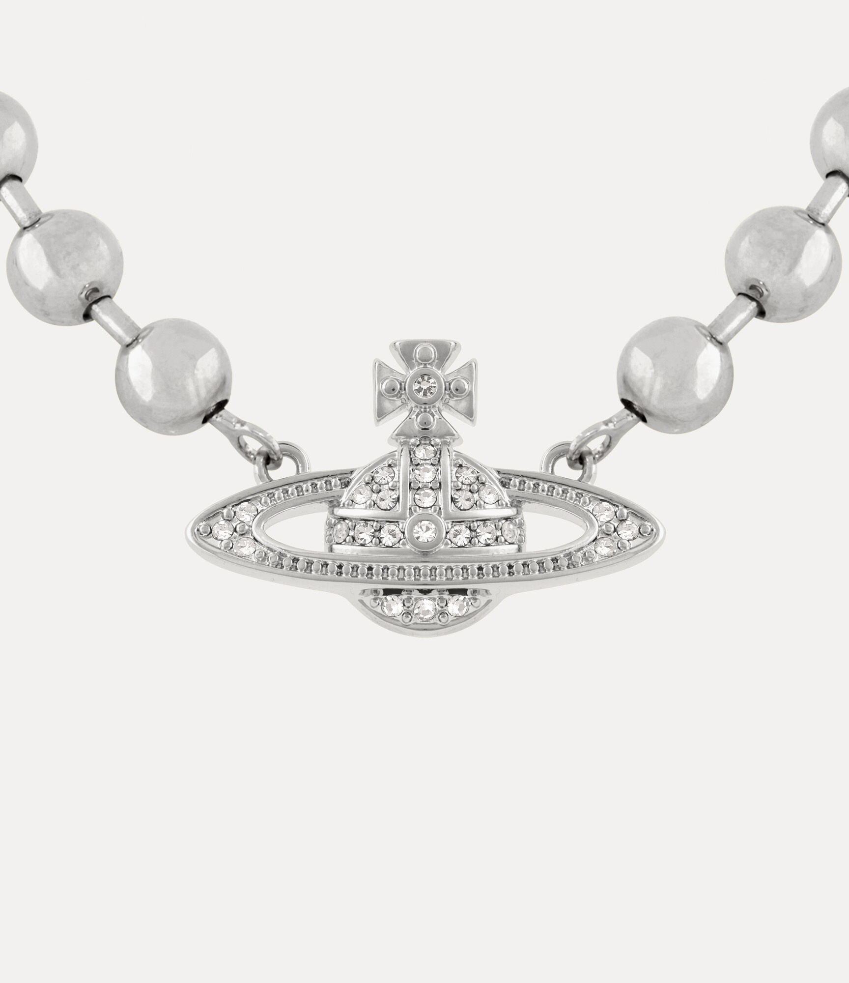 Thames Mini Bas Relief Choker in PLATINUM-WHITE-Crystal | Vivienne ...