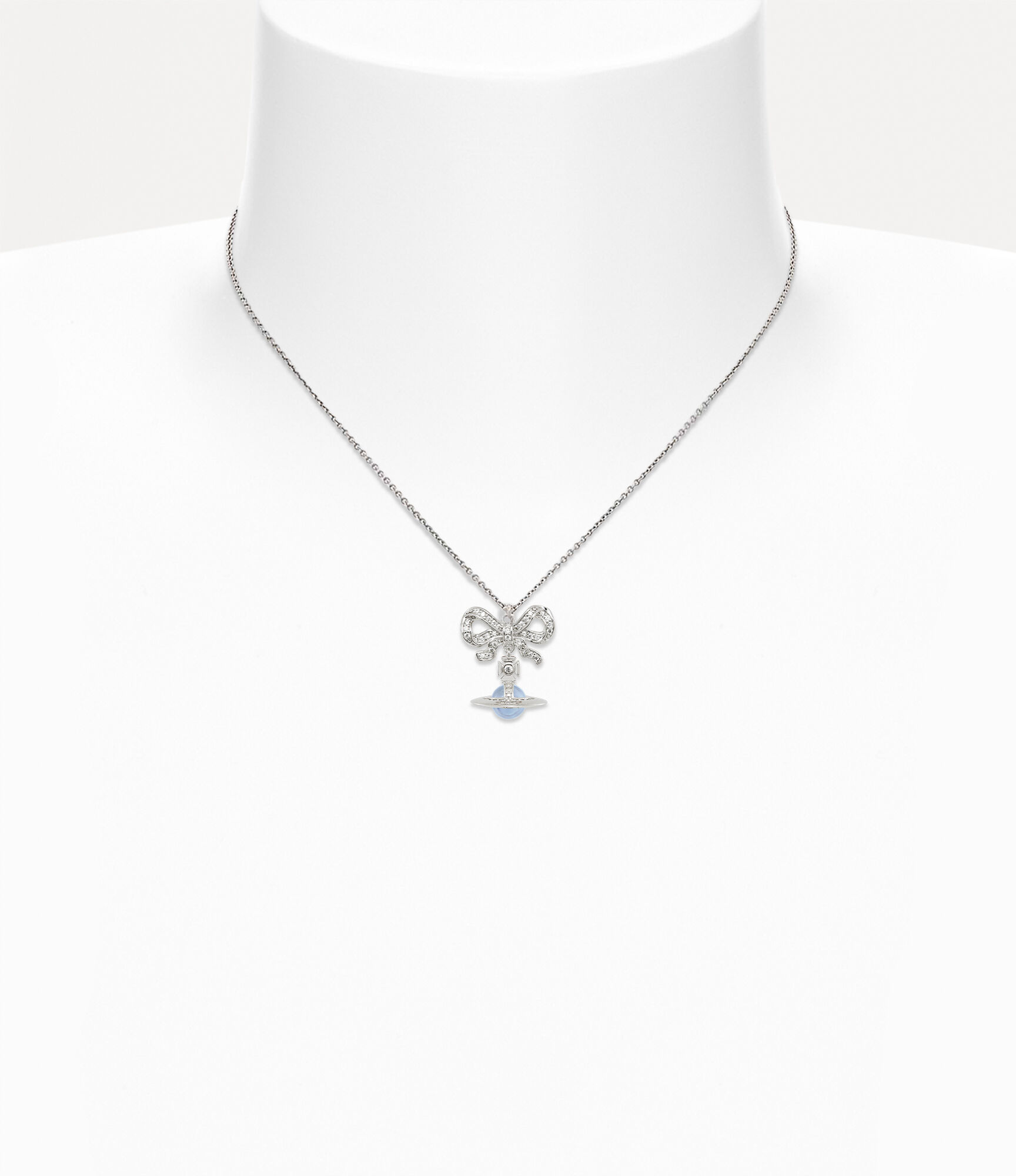 Octavie Pendant Necklace in PLATINUM-LIGHT-BLUE-WHITE-CZ | Vivienne ...