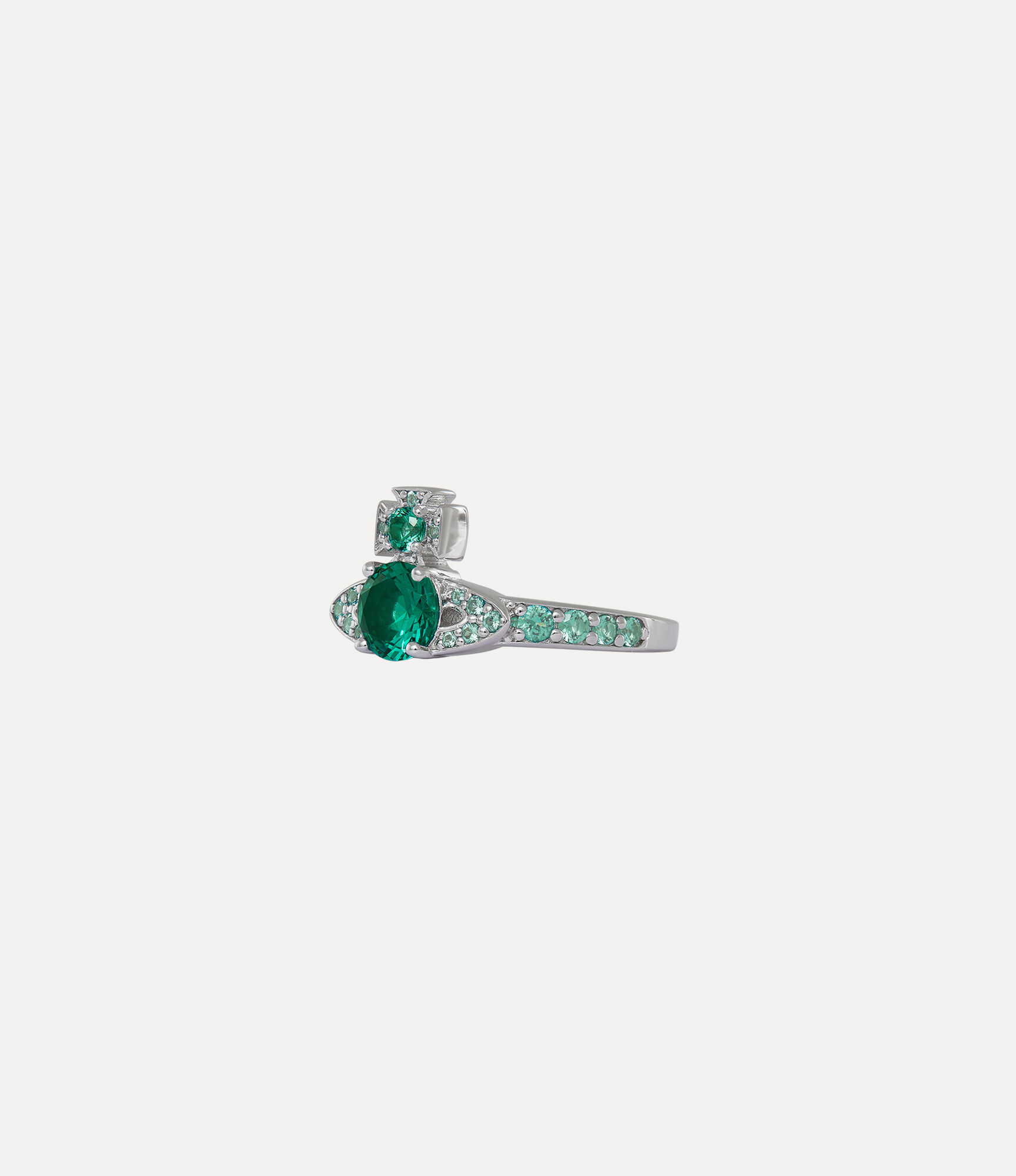 Ismene Ring in PLATINUM-GREEN-CZ | Vivienne Westwood®