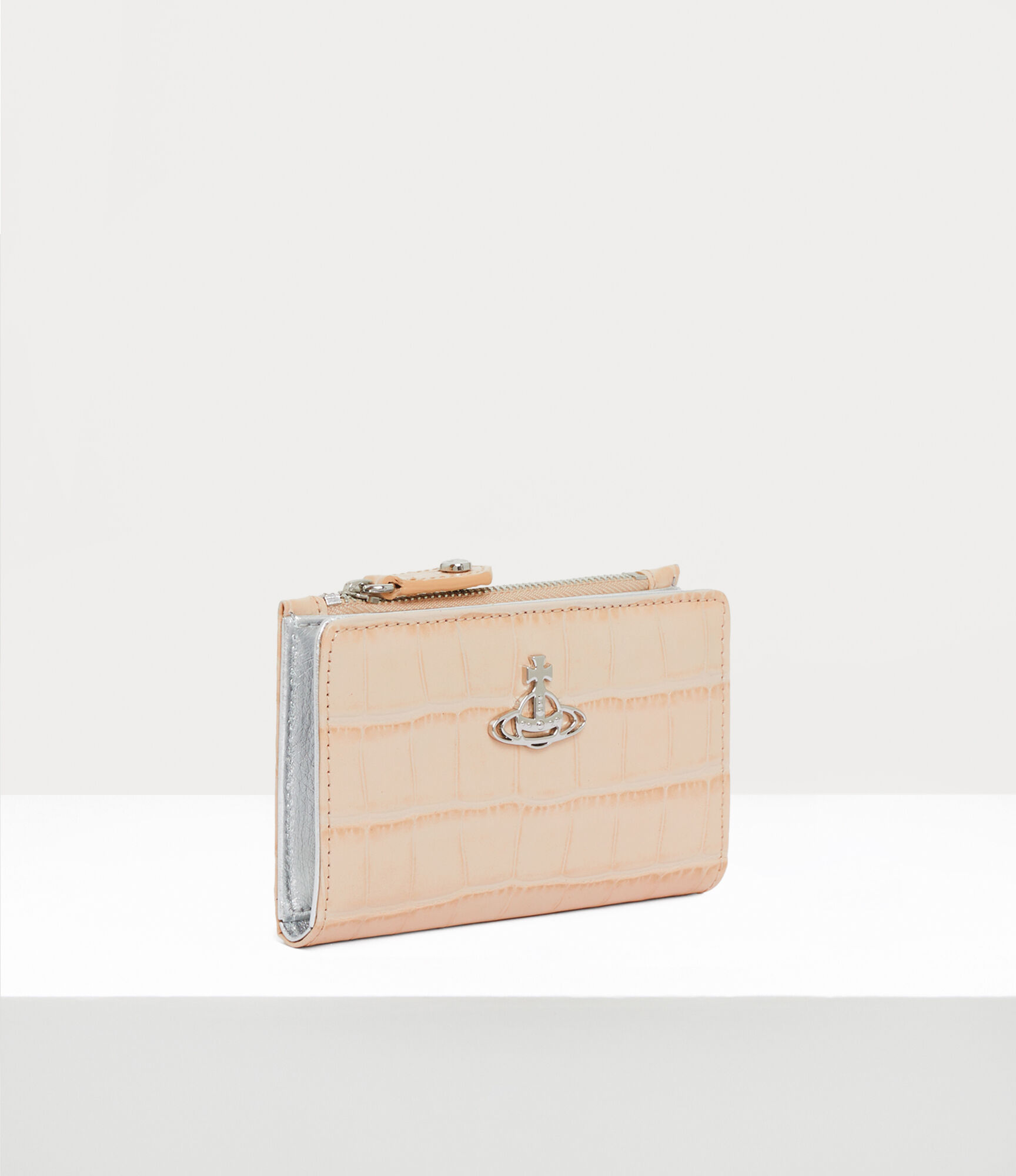 Crocodile Slim Flap Card Holder in cream | Vivienne Westwood®