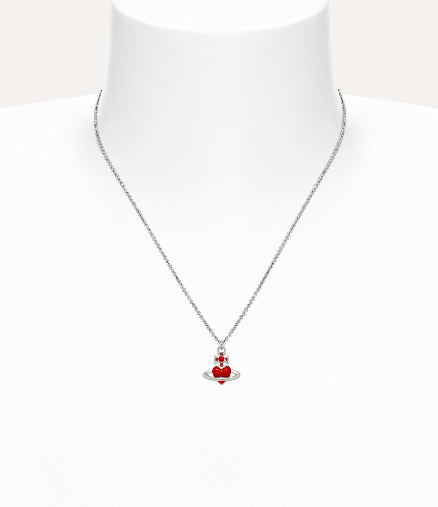 Fabianna Bas Relief Pendant Necklace in PLATINUM-RED-Enamel | Vivienne ...