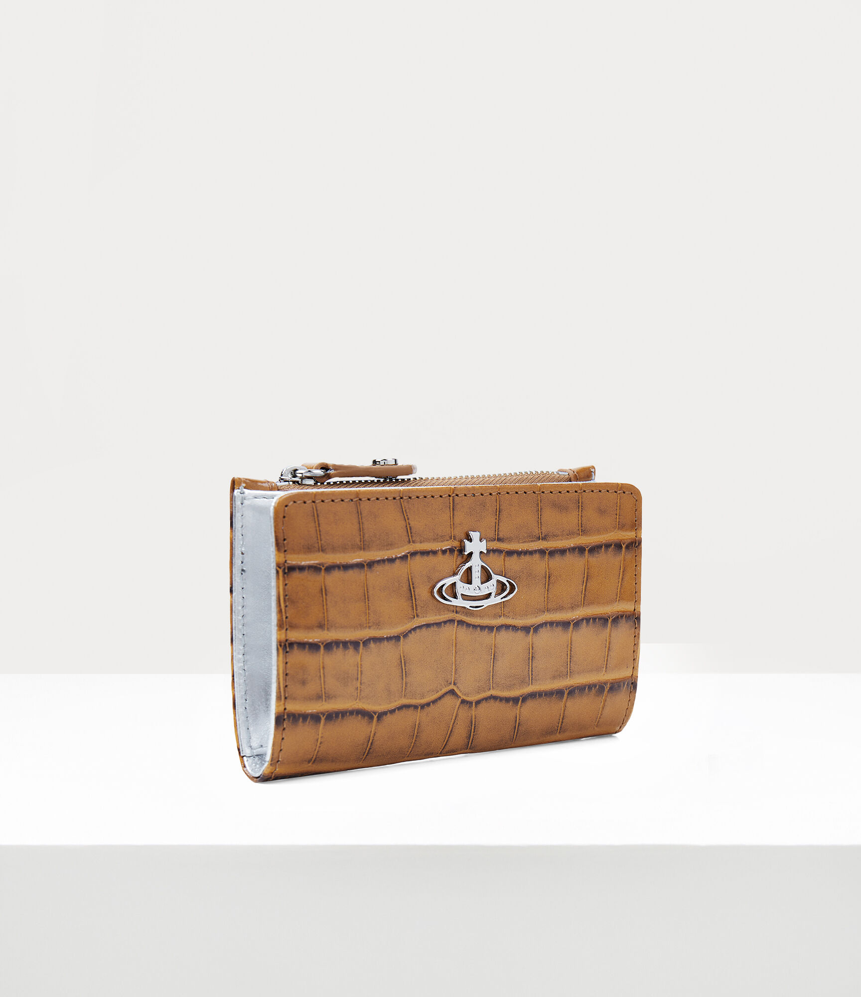 Crocodile Slim Flap Card Holder in TAN | Vivienne Westwood®