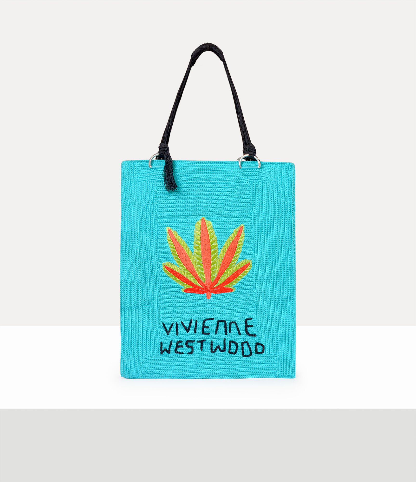 Large Mabel Crochet Tote Bag in BLUE-WEED-LEAF | Vivienne Westwood®