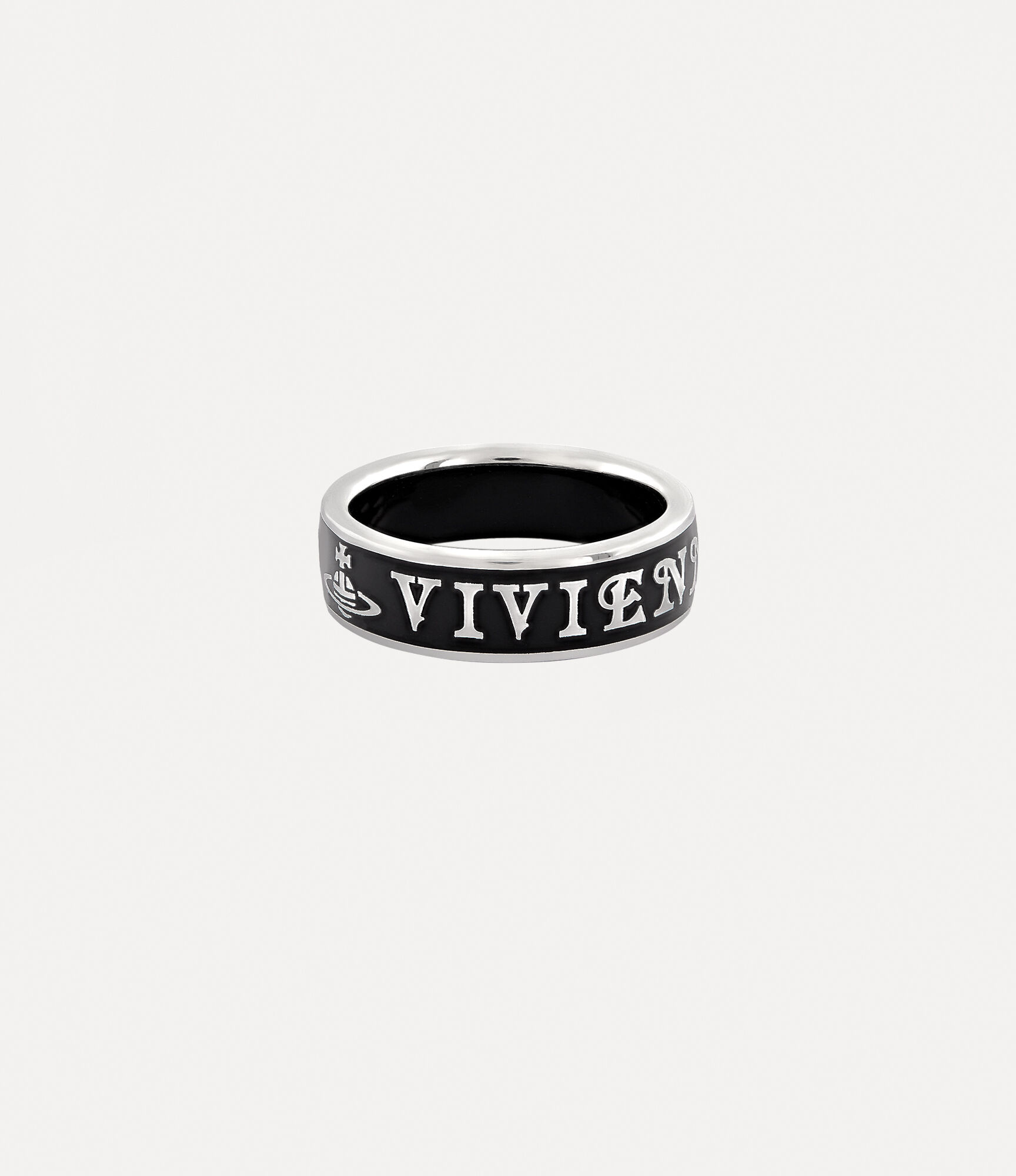 Conduit Street Ring in PLATINUM-BLACK-Enamel | Vivienne Westwood®