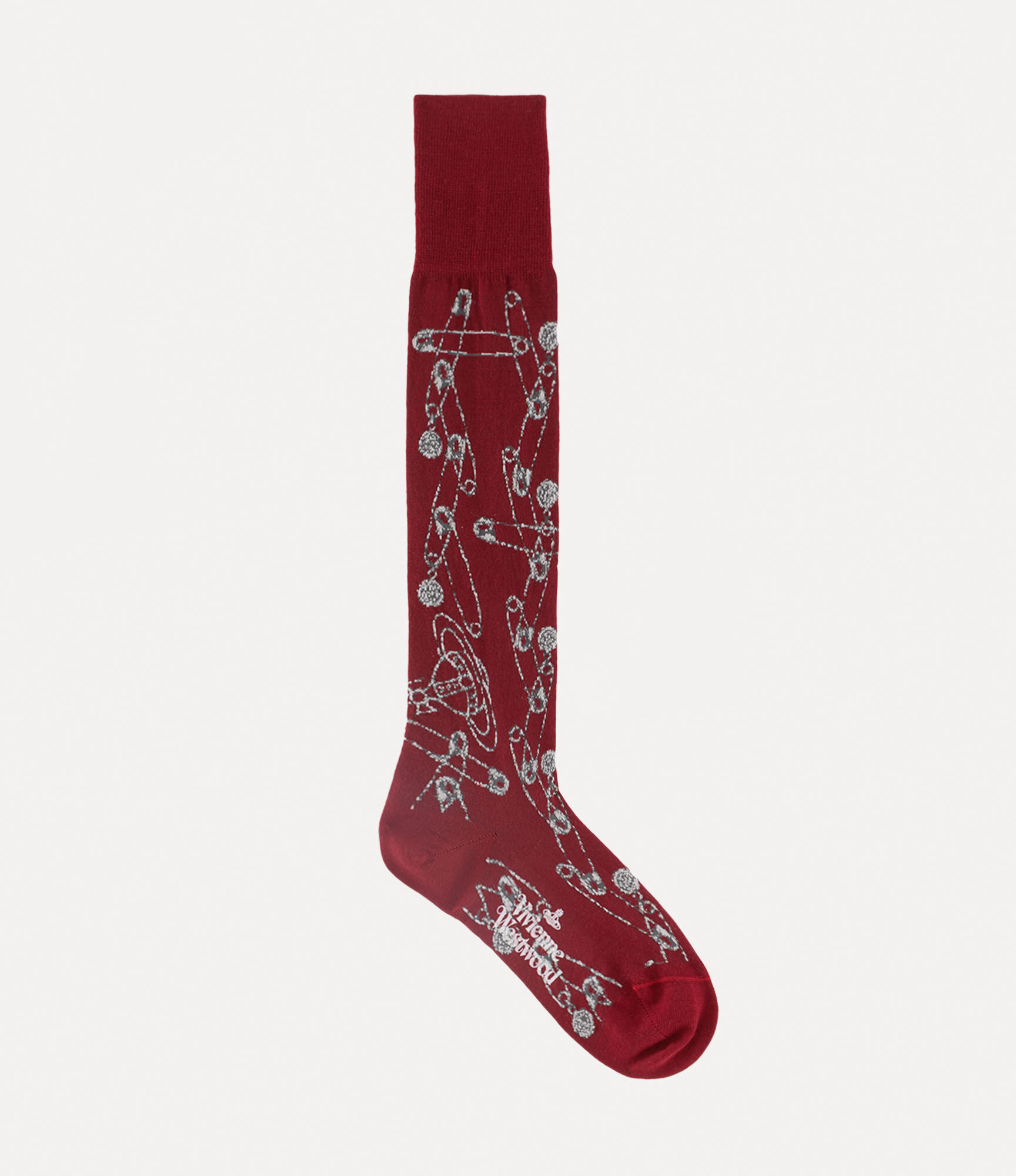 Safety Pin High Sock in BORDEAUX | Vivienne Westwood®