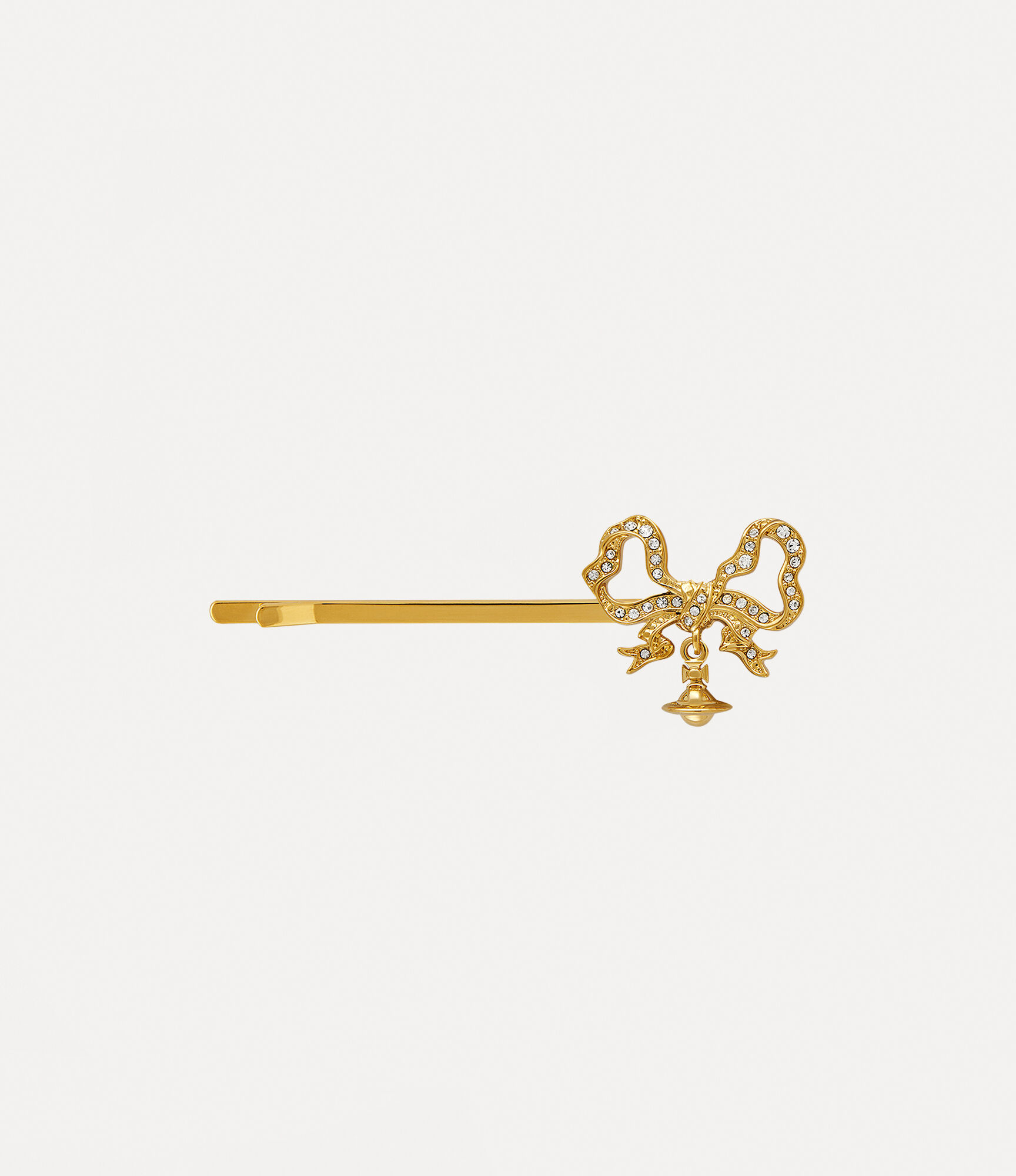Bow Bobby Pin in GOLD-CRYSTAL-Crystal | Vivienne Westwood®
