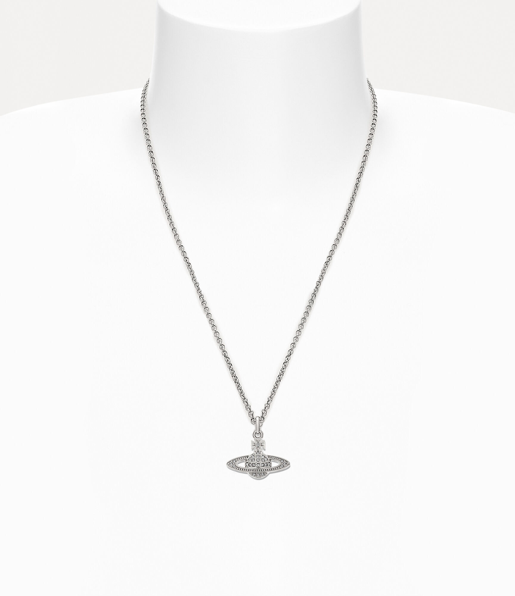 Man. Mini Bas Relief Orb Pendant Necklace in PLATINUM-CRYSTAL-Crystal ...