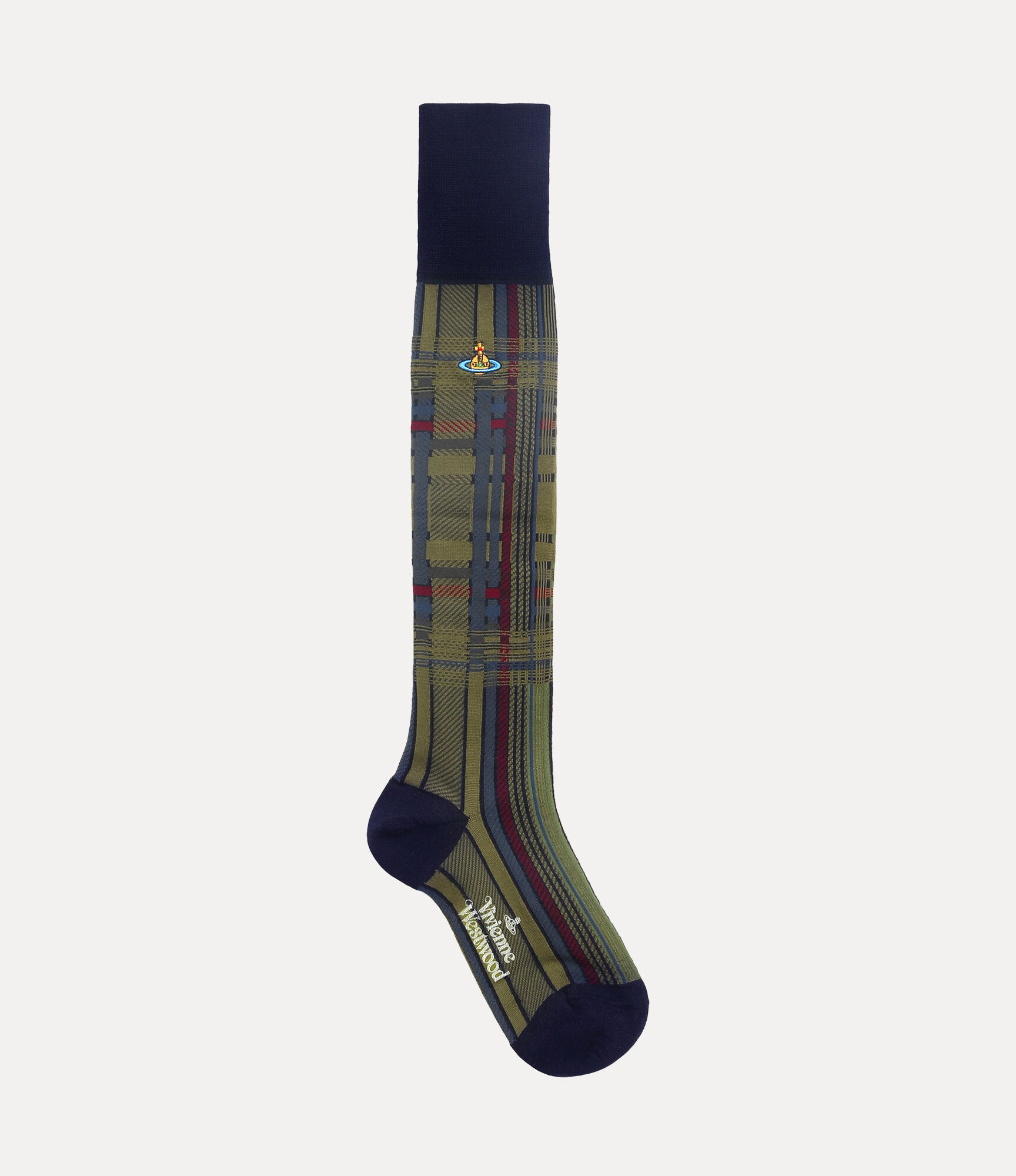 Oversized Madras High Sock in DARK-BLUE | Vivienne Westwood®
