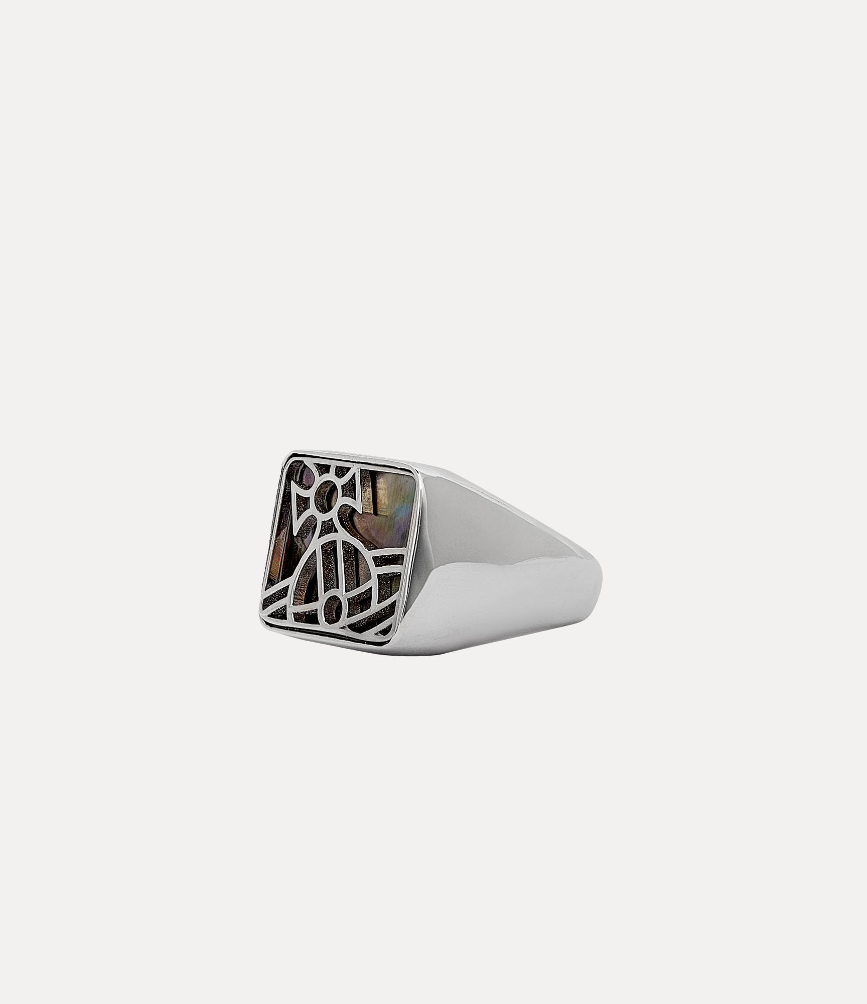 Leon Ring in PLATINUM-BLACK-MOSIAC-MOP | Vivienne Westwood®