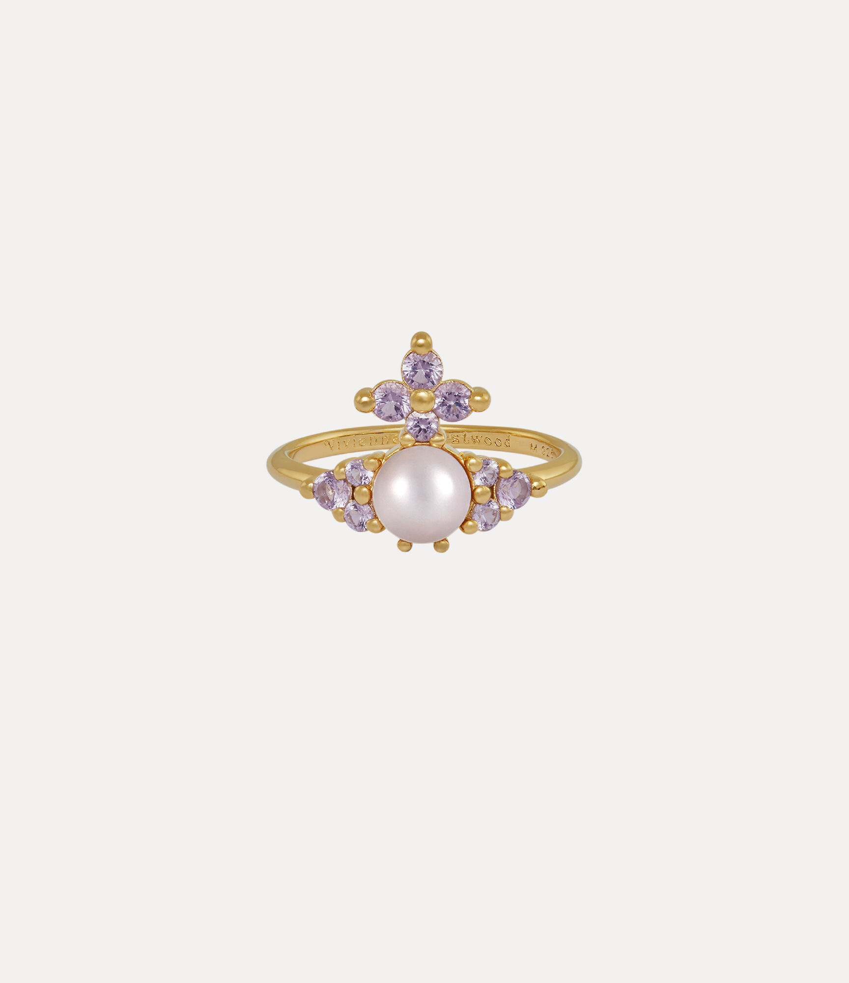 Feodora Ring in GOLD-LIGHT-PURPLE-CZ-CRYSTAL-ROSALINE-Pearl | Vivienne ...