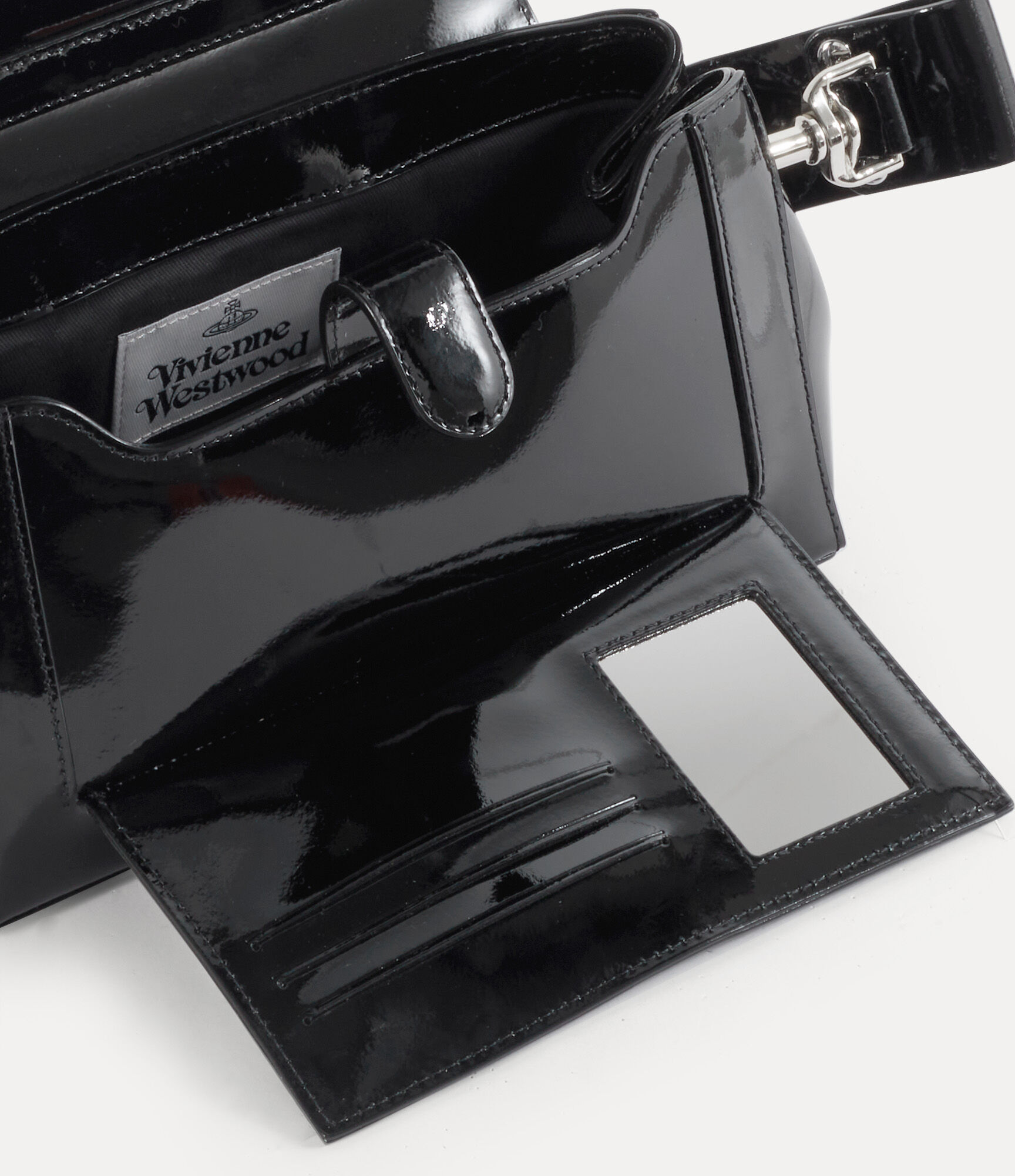 Hazel Medium Handbag in BLACK-ENAMEL-ORB | Vivienne Westwood®