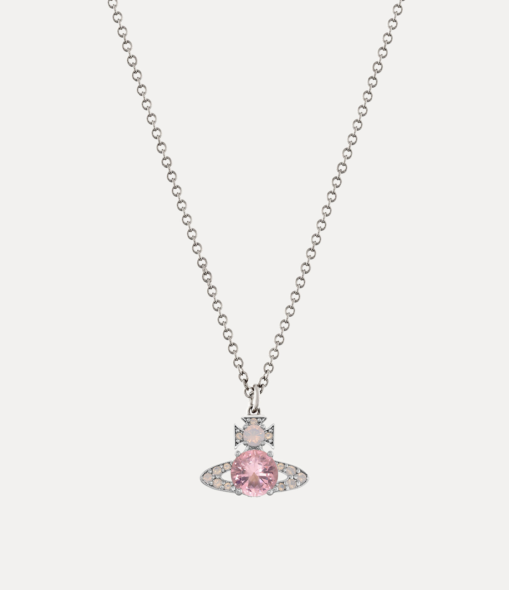 Ismene Pendant Necklace in PLATINUM-MILKY-PINK-PINK-CZ | Vivienne Westwood®