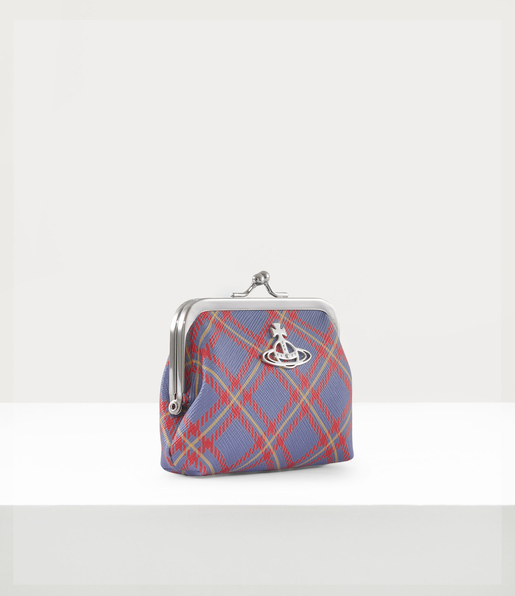Frame Coin Purse in BLUE-ORANGE-TARTAN | Vivienne Westwood®