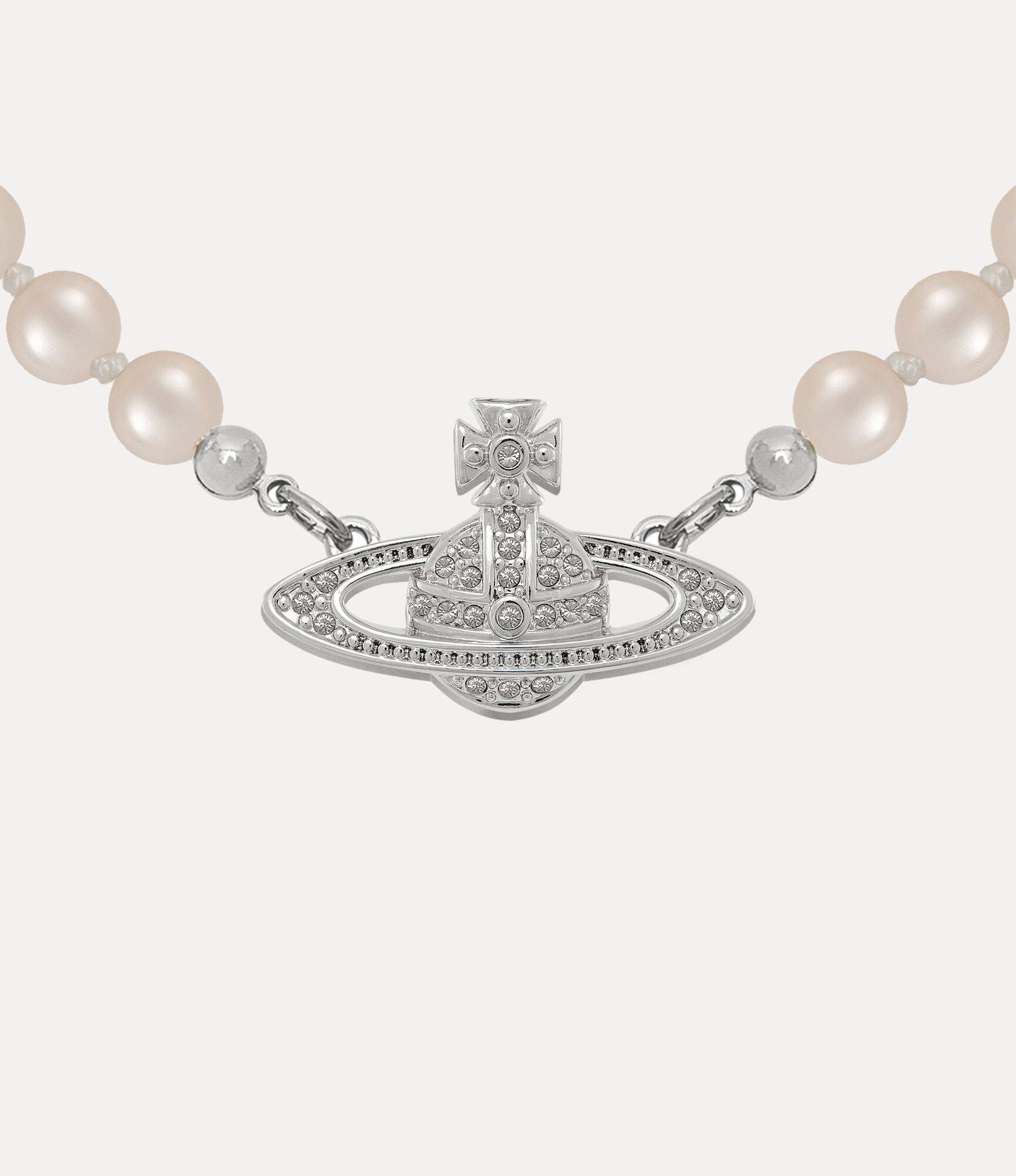 Mini Bas Relief Pearl Choker in platinum-crystal-pearl | Vivienne Westwood®