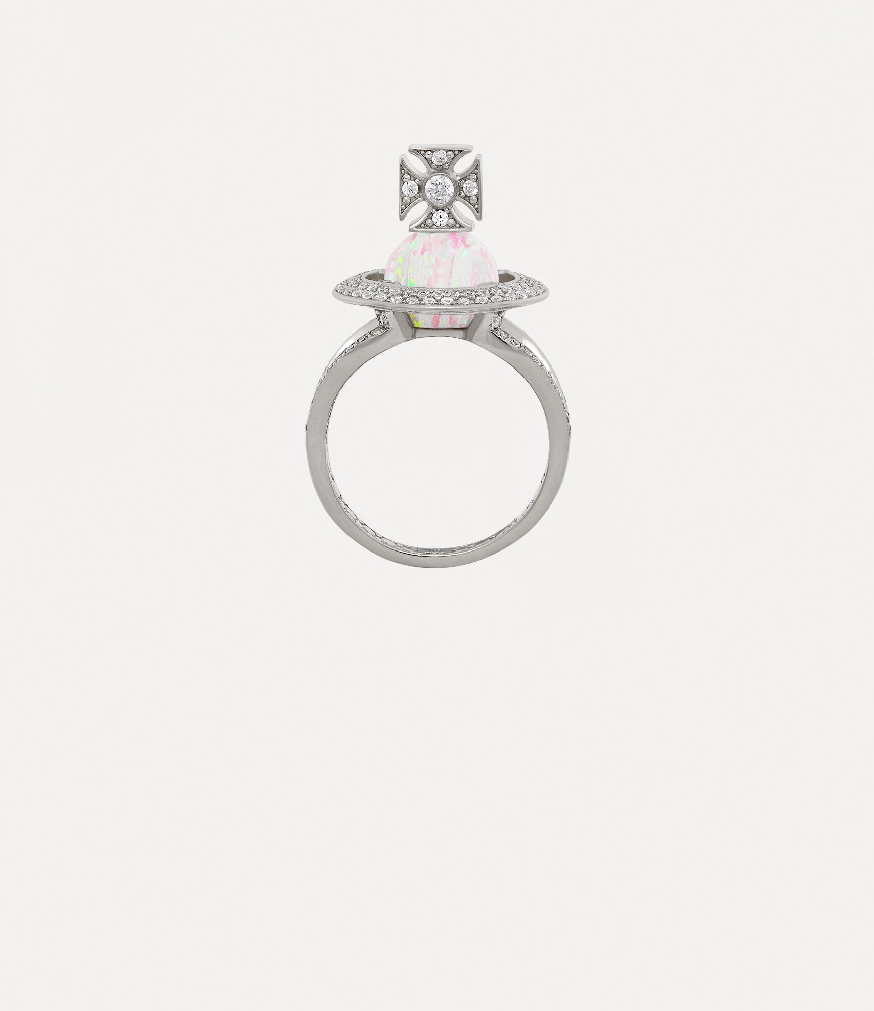 Eabha Ring in PLATINUM-BLUE-GREY-Synthetic-Opal-WHITE-CZ | Vivienne ...