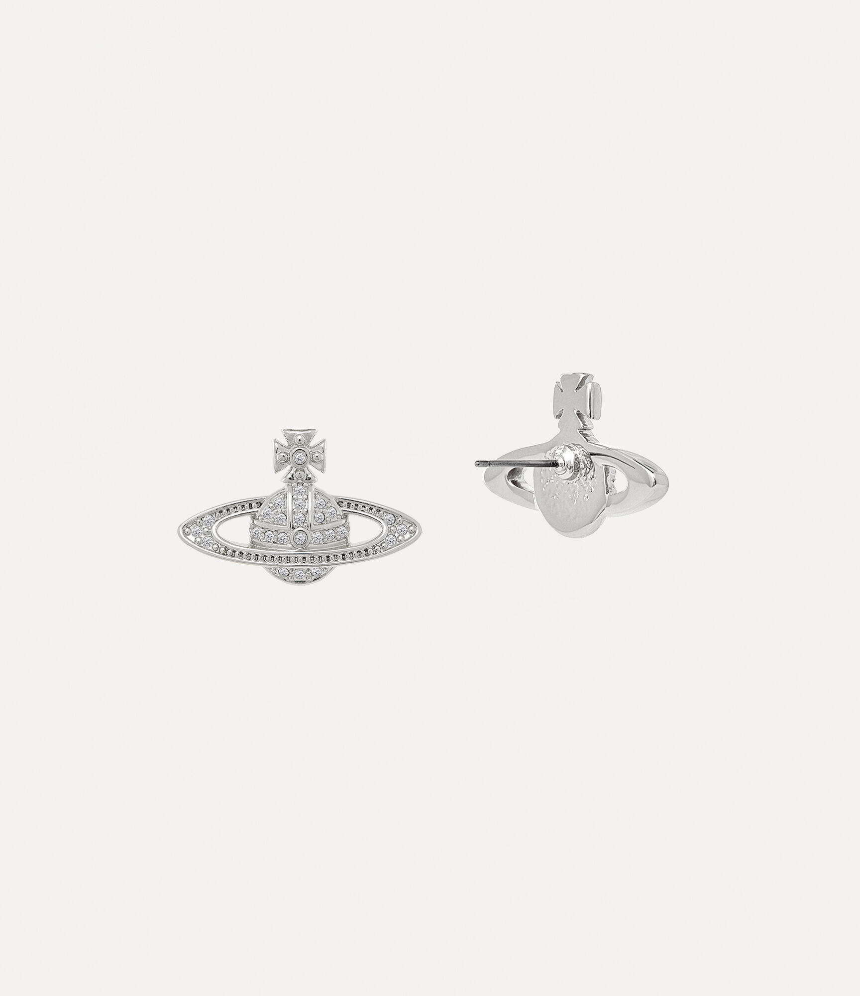 Mini Bas Relief Earrings in PLATINUM-CRYSTAL-Crystal | Vivienne Westwood®