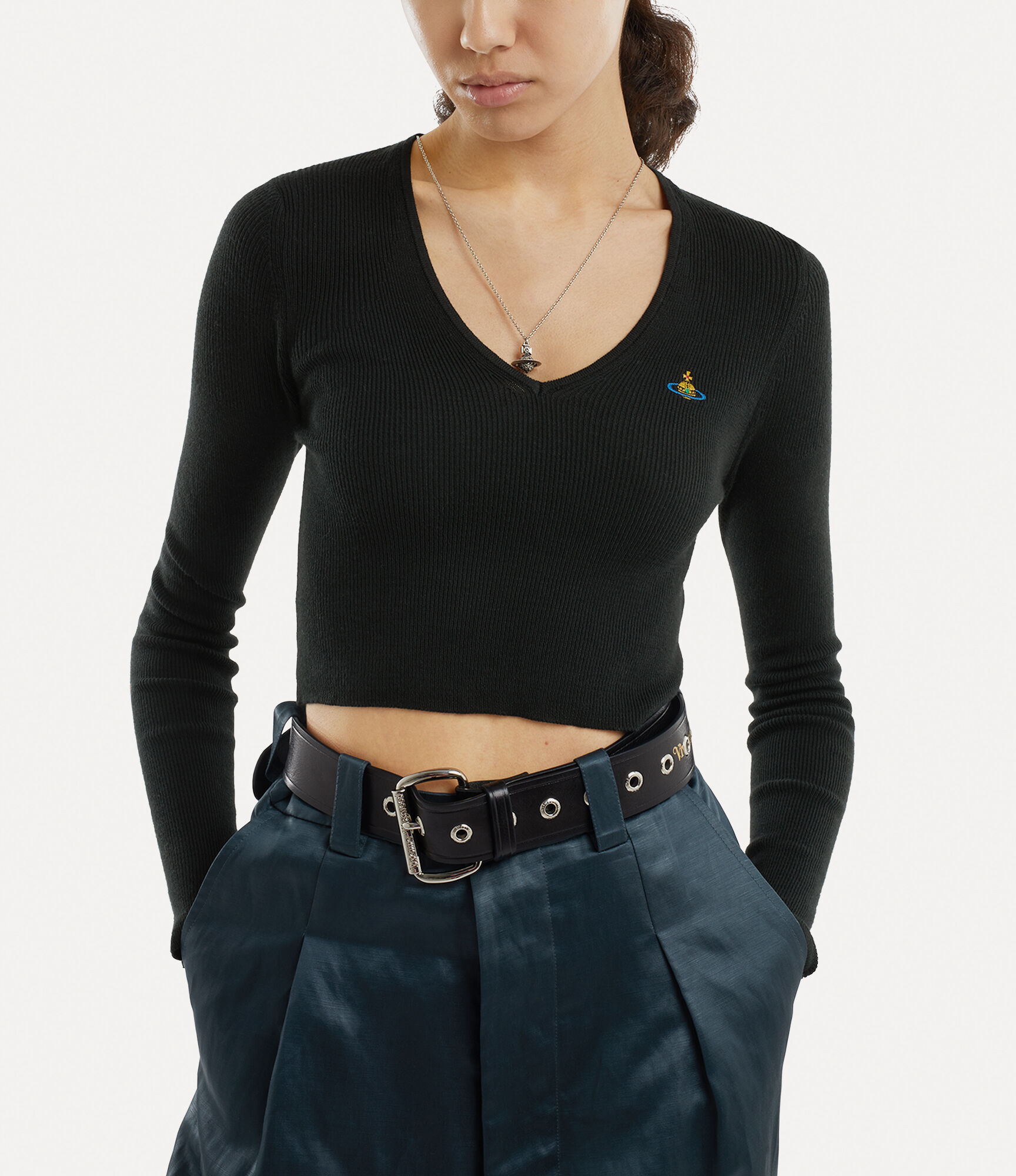 Bea Cropped V-neck in BLACK | Vivienne Westwood®