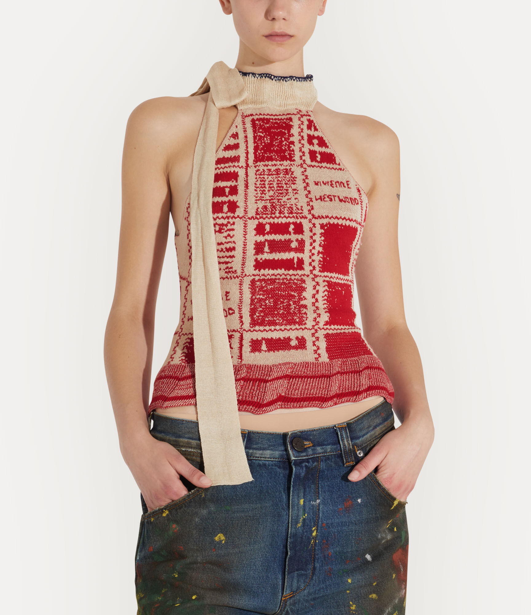 Checked Top in BEIGE-RED | Vivienne Westwood®