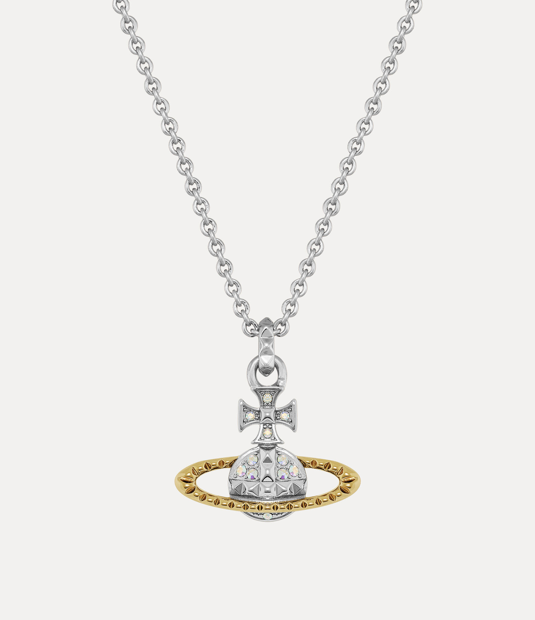 Mayfair Bas Relief Pendant Necklace in RHODIUM-GOLD- | Vivienne Westwood®