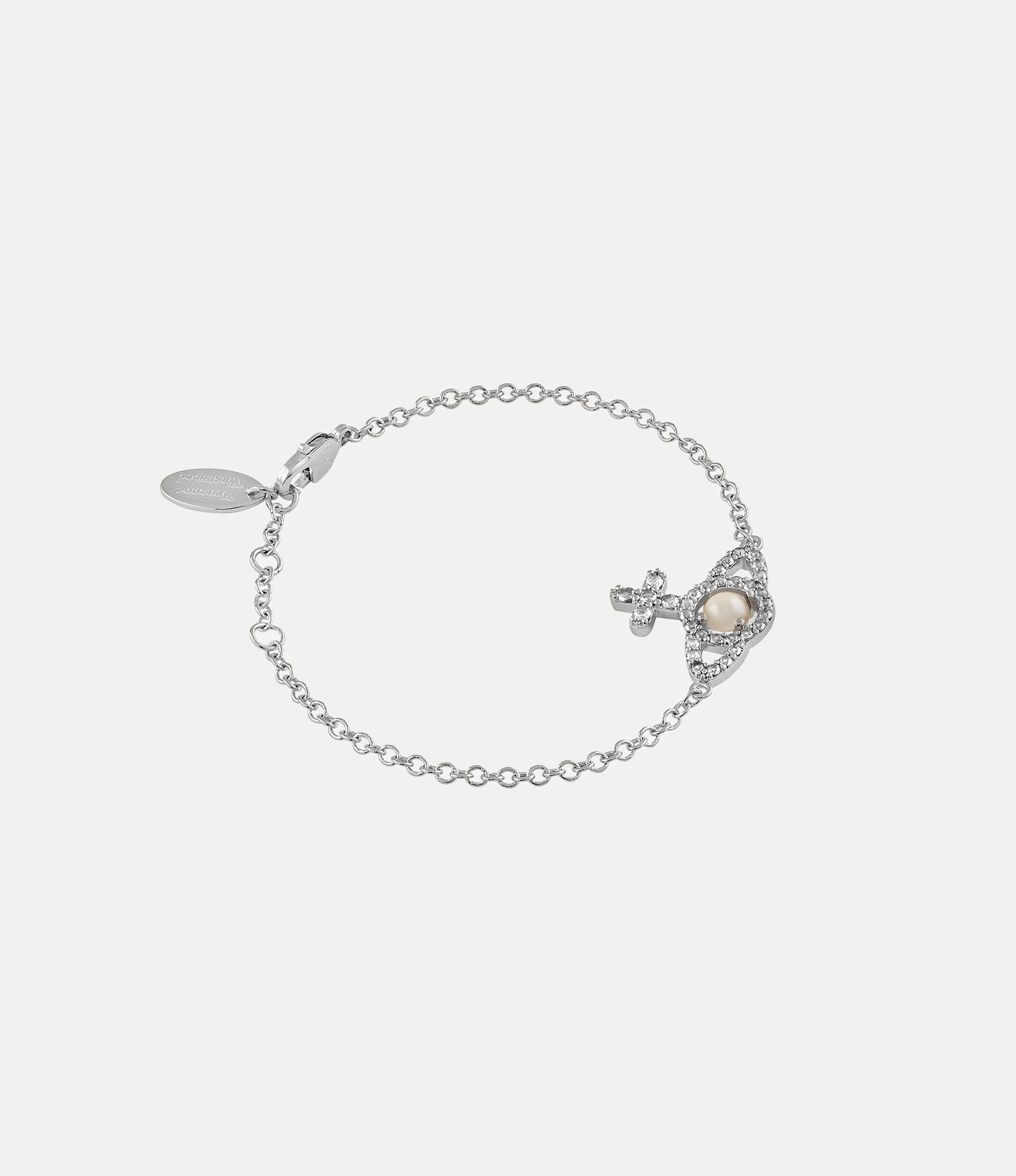 Olympia Pearl Chain Bracelet in PLATINUM-CREAMROSE-Pearl-WHITE-CZ ...