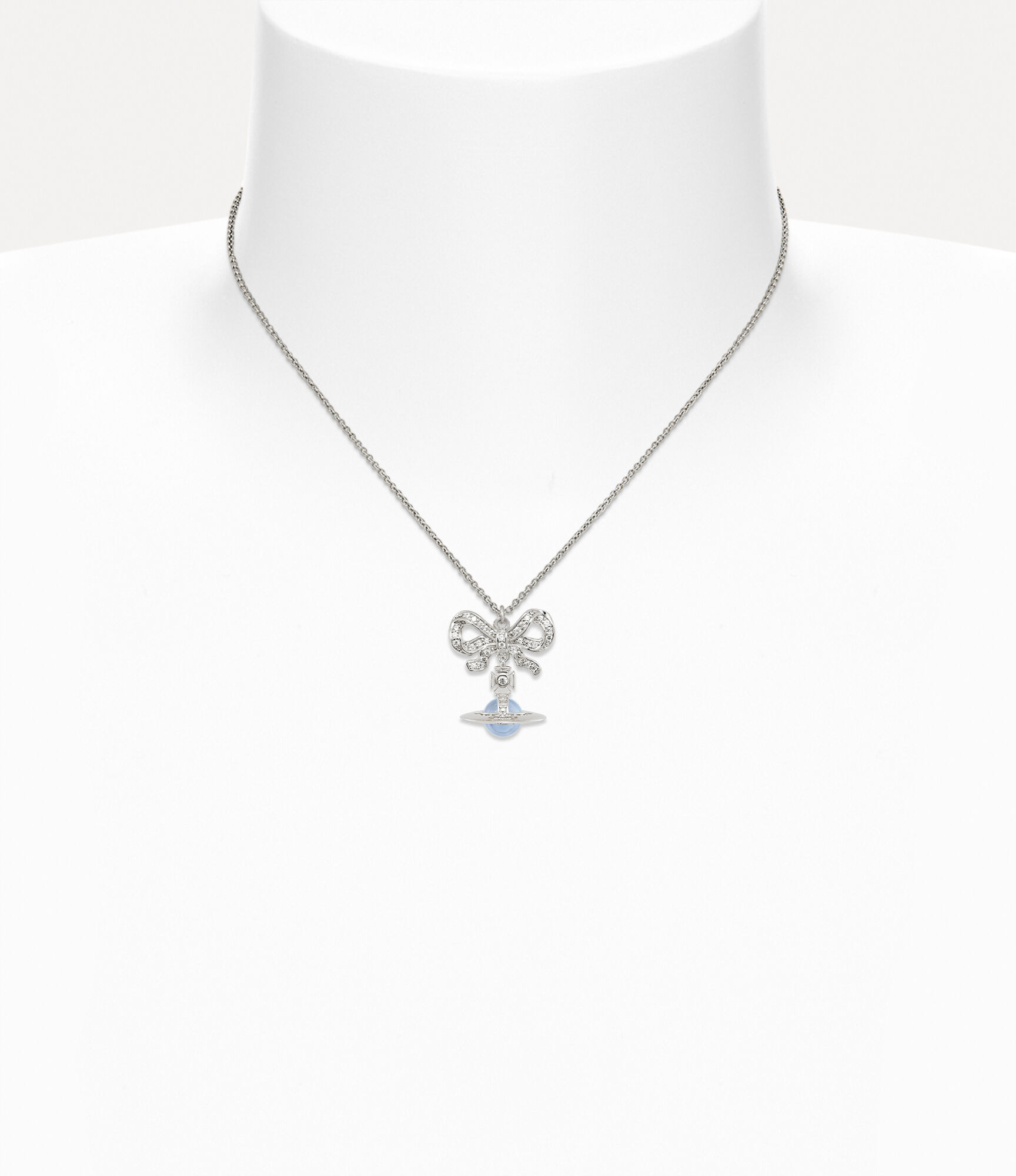 Octavie Pendant Necklace in PLATINUM-LIGHT-BLUE-WHITE-CZ | Vivienne ...
