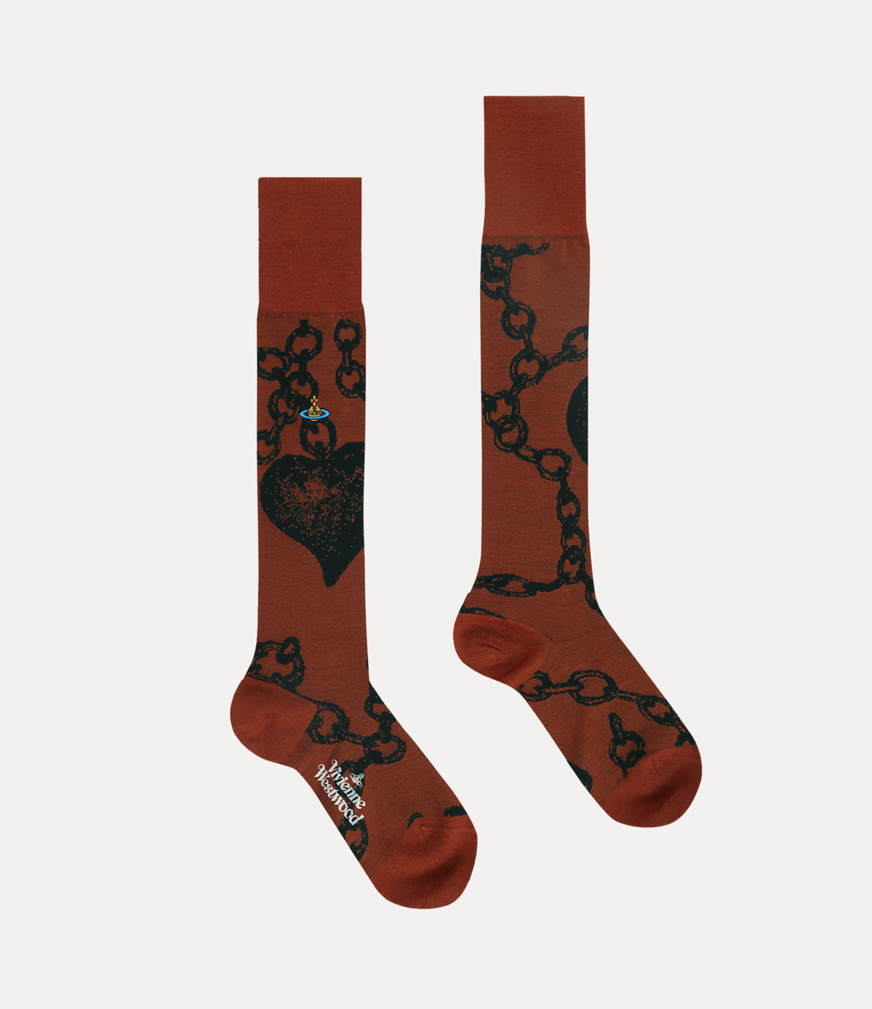 Chain High Sock in BRICK | Vivienne Westwood®