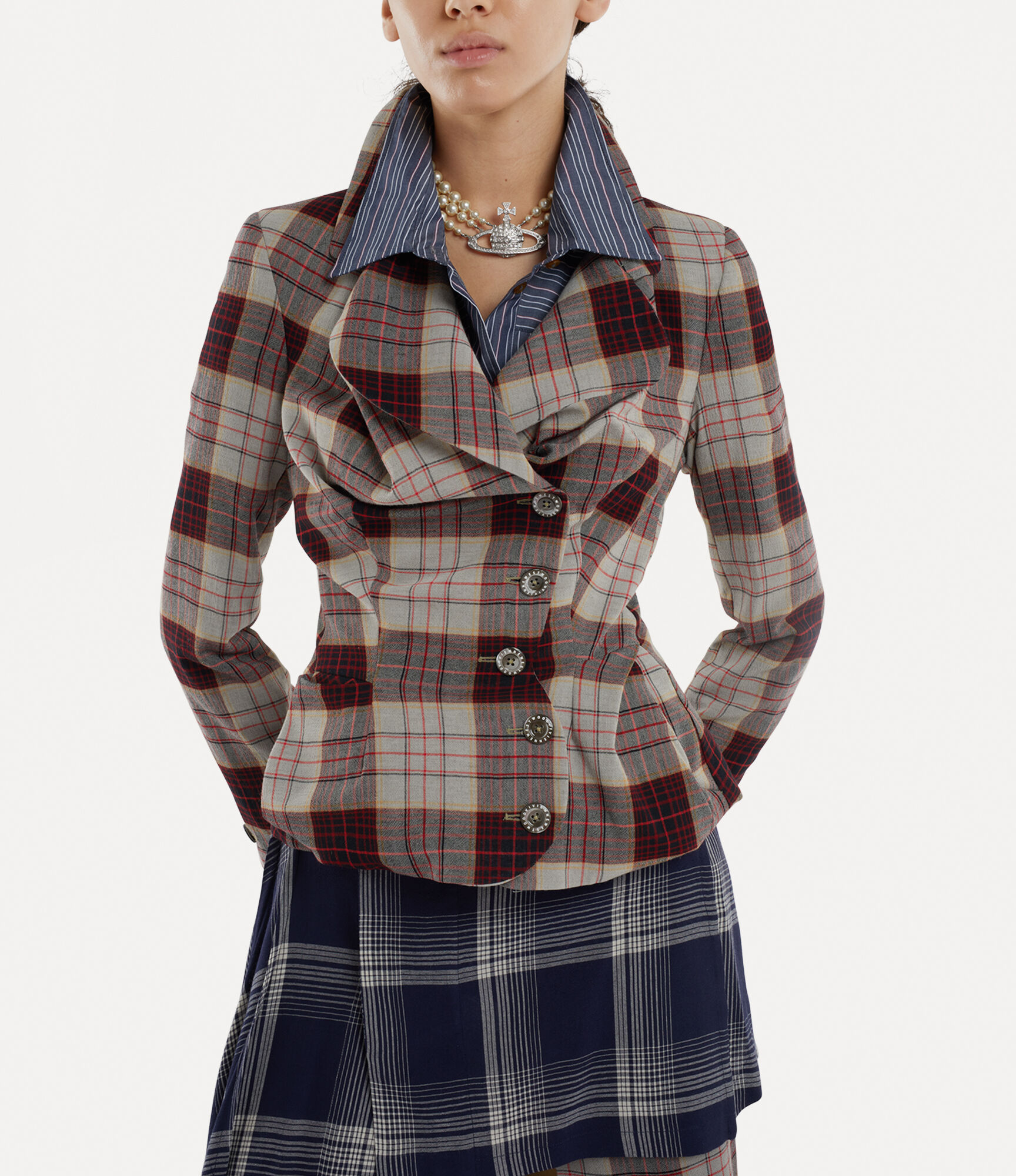 Drunken Tailored Jacket in RED-CHECK | Vivienne Westwood®