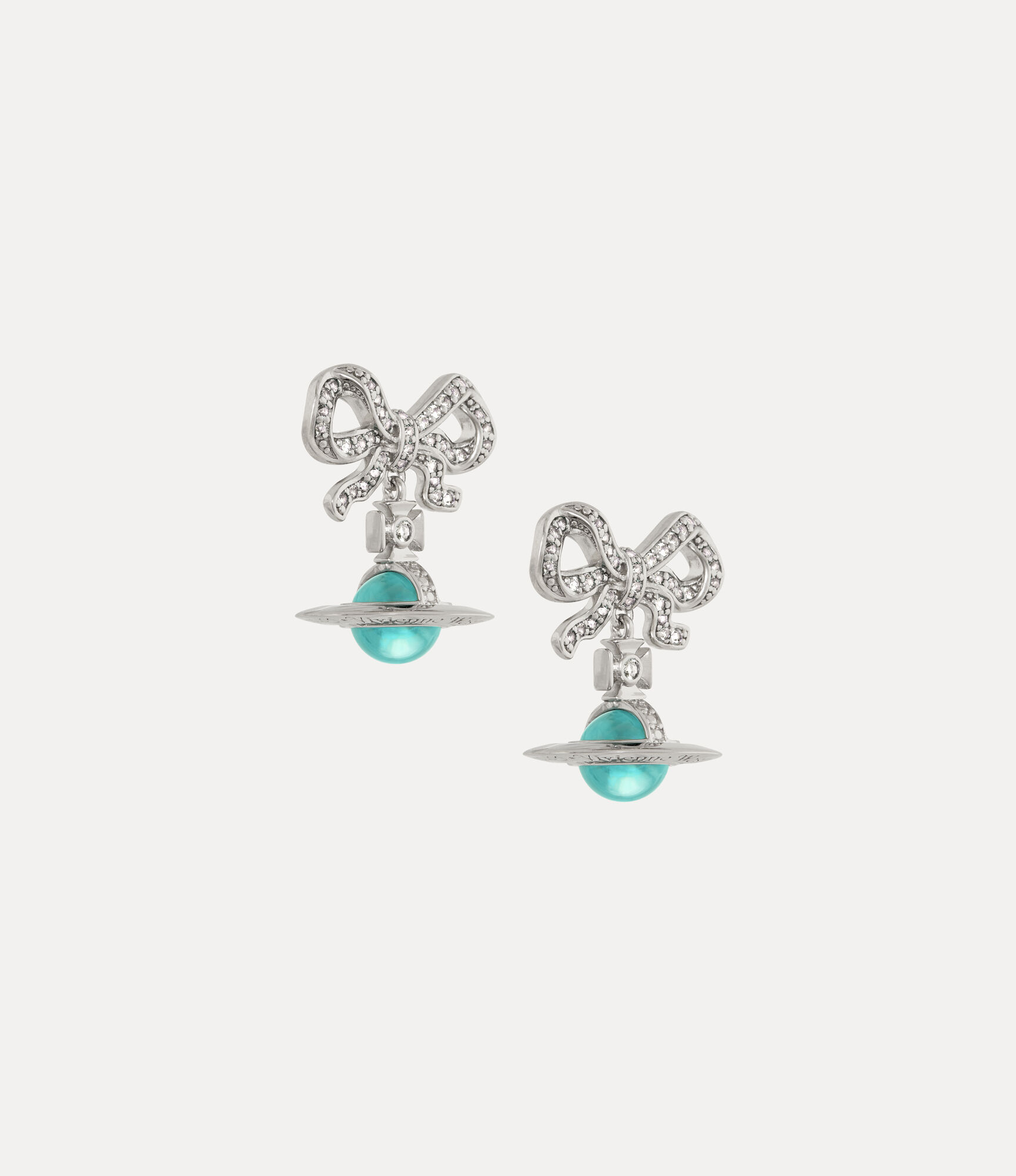 Octavie Earrings in PLATINUM-WHITE-TURQUOISE-CZ | Vivienne Westwood®