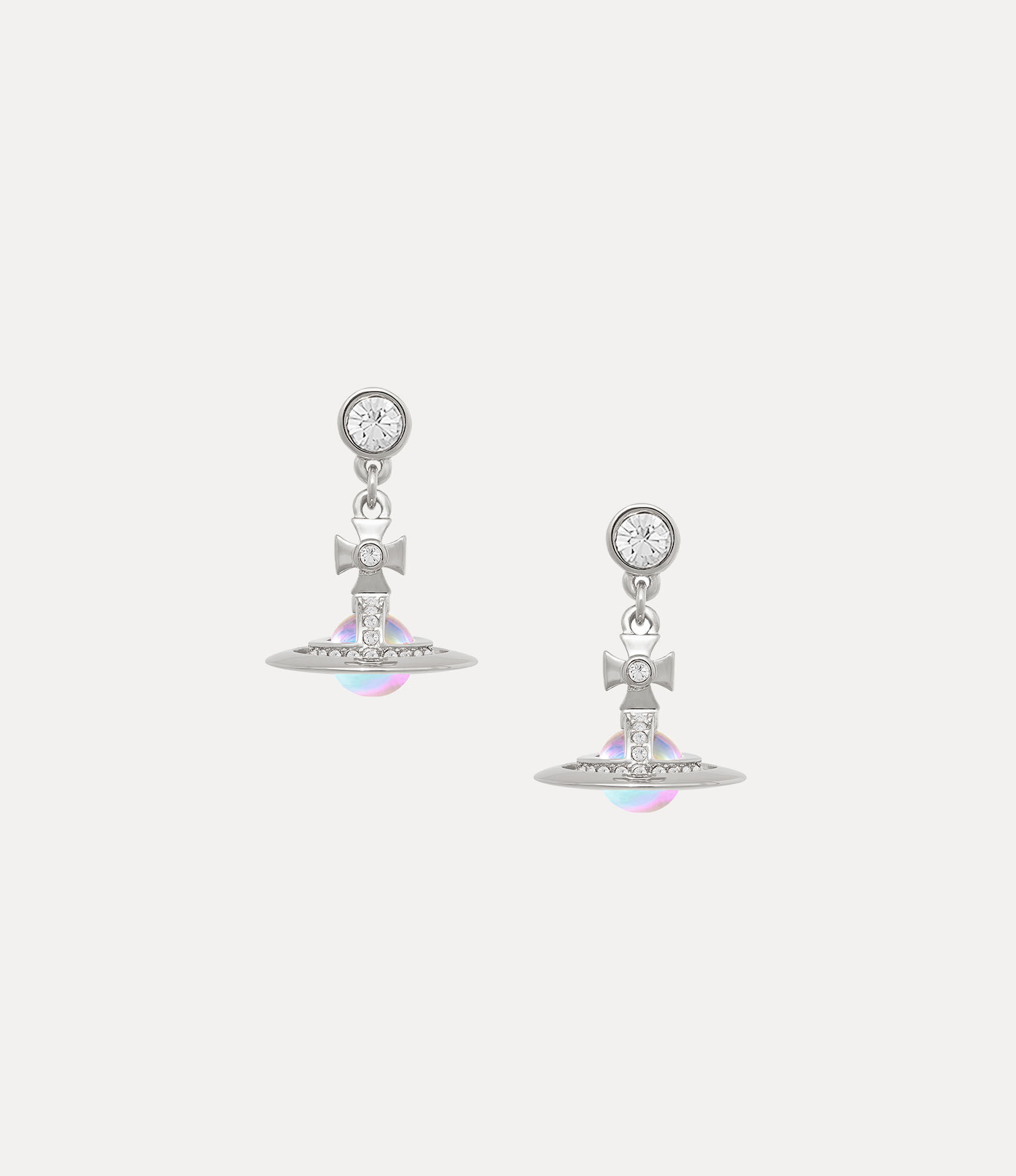 New Petite Orb Earrings in PLATINUM-WHITE-Crystal-PINK-AB-CZ | Vivienne ...