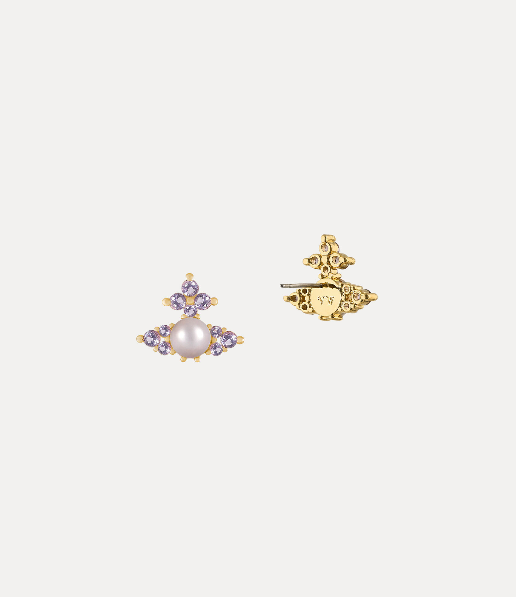 Feodora Earrings in GOLD-LIGHT-PURPLE-CZ-CRYSTAL-ROSALINE-Pearl ...